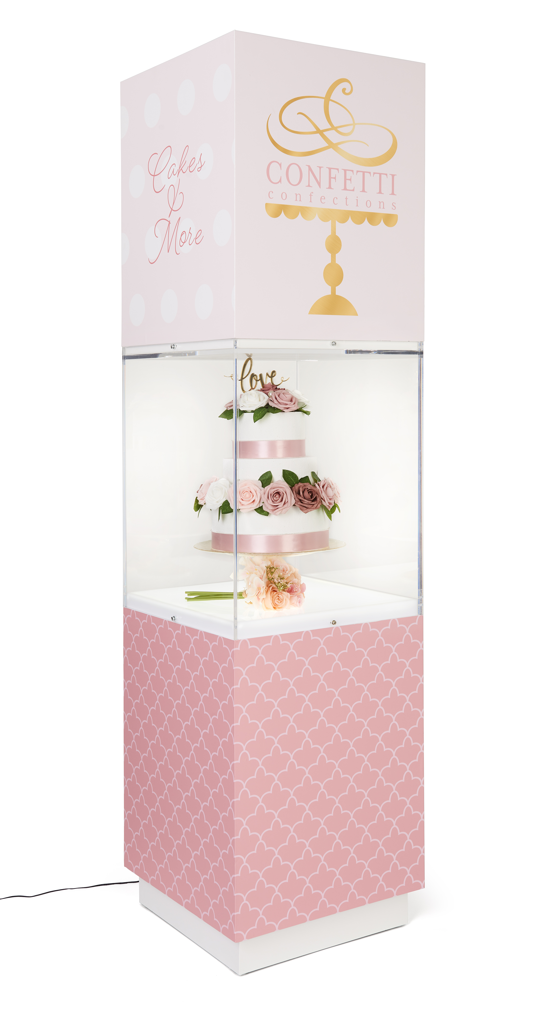 Bottom Lit Pedestal Display with Custom Graphics | Full Color | Displays2Go