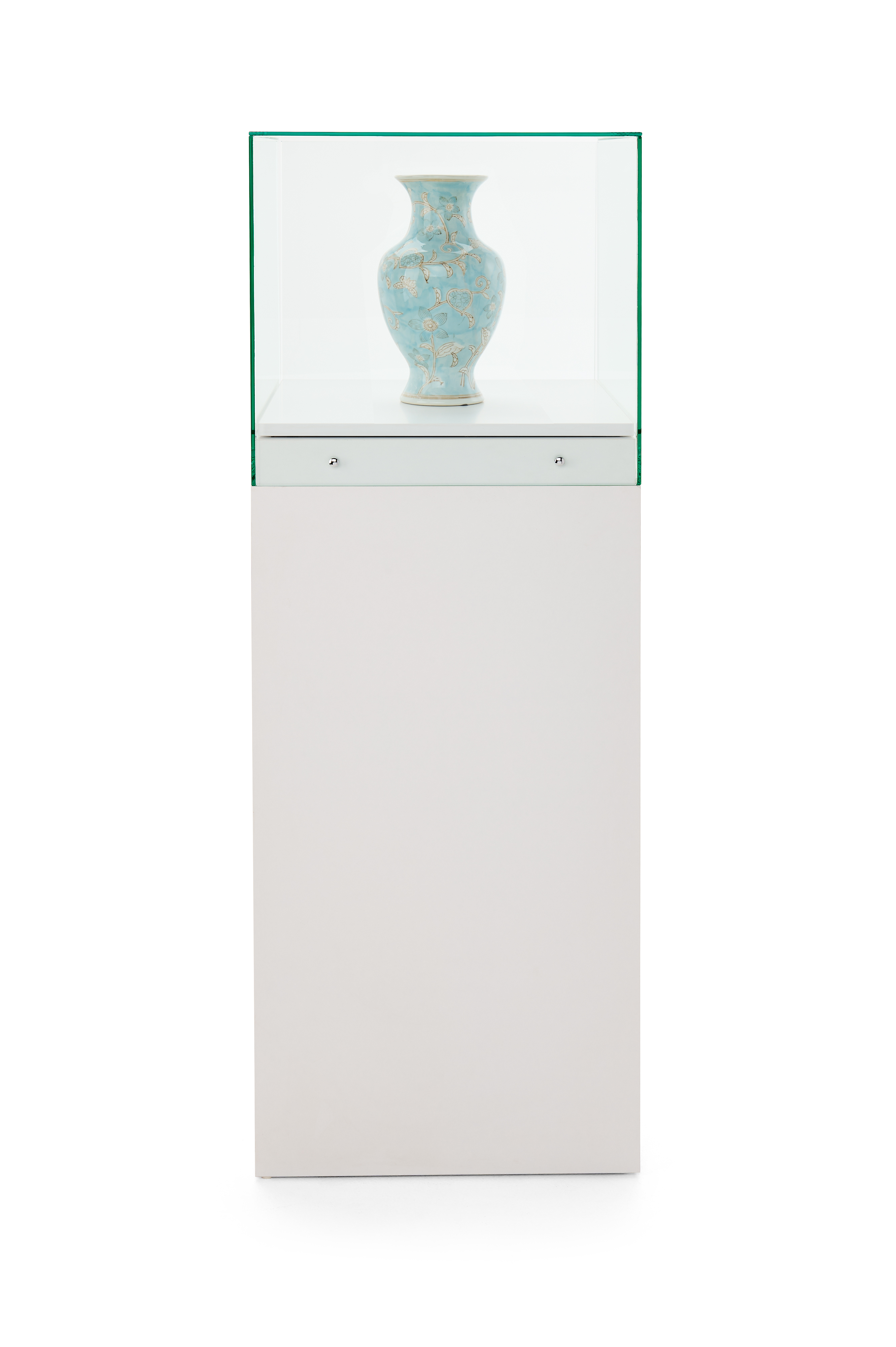 Glass-Top Pedestal Display Case | Frameless Glass Showcase | Displays2Go