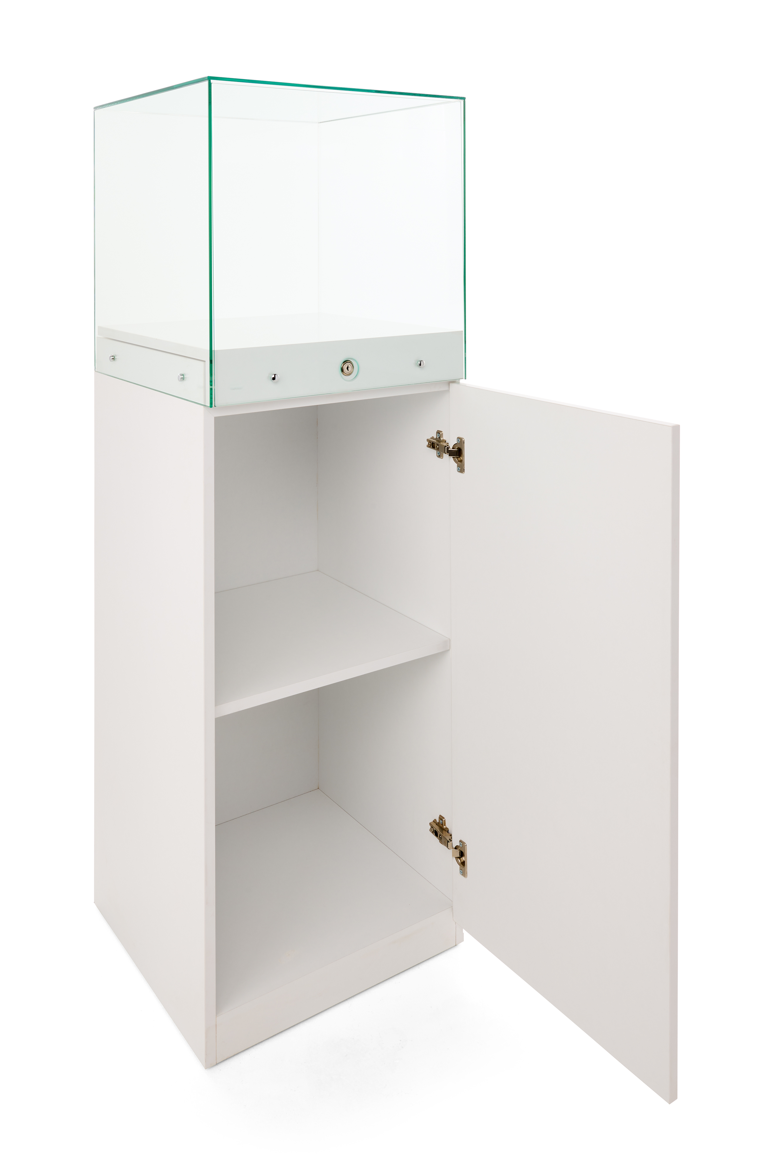 Glass-Top Pedestal Display Case | Frameless Glass Showcase | Displays2Go
