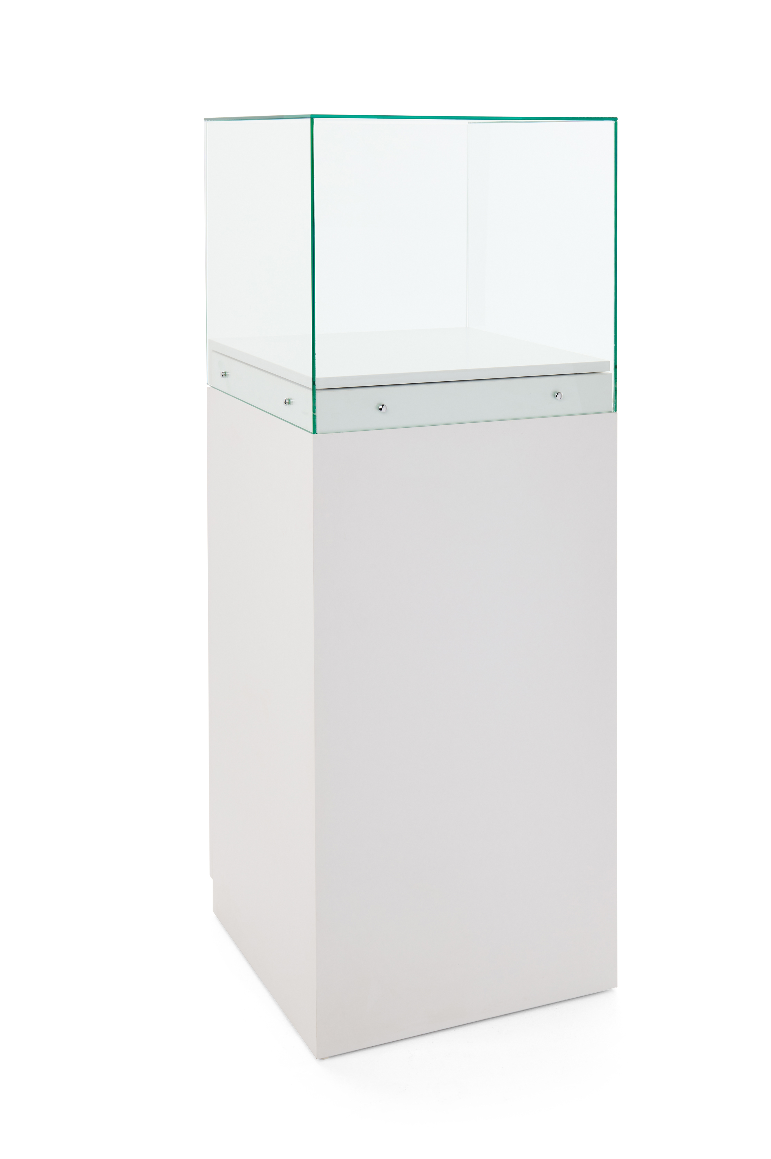 Glass-Top Pedestal Display Case | Frameless Glass Showcase | Displays2Go