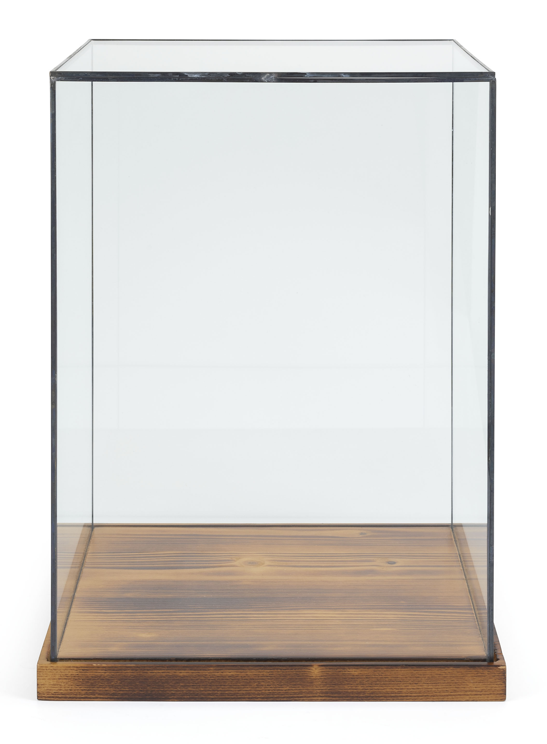 Tall Wood and Glass Countertop Display Case | Black Copper Frame ...