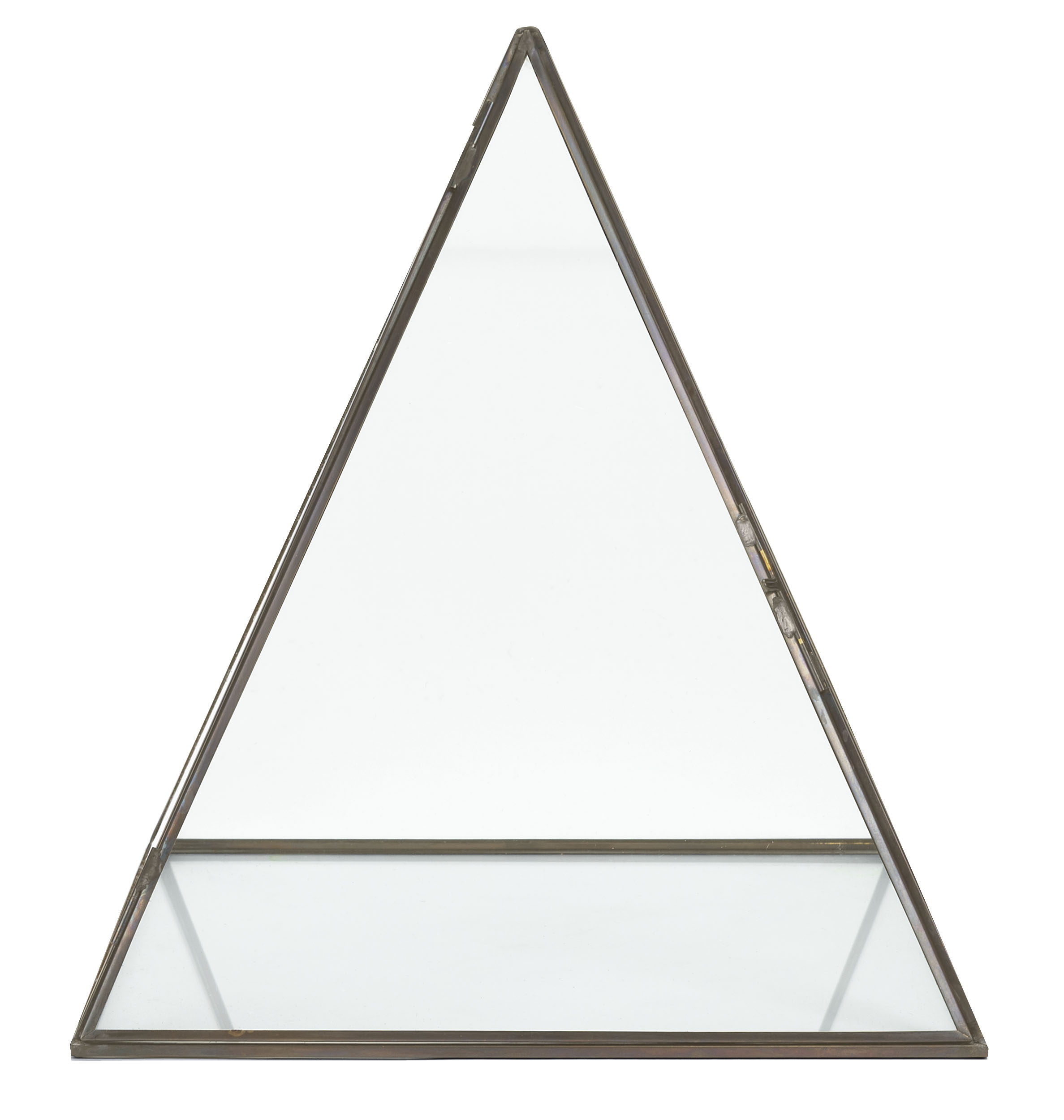 Small Glass Pyramid Box | Gold Metal Accents & Hinged Door | Displays2Go