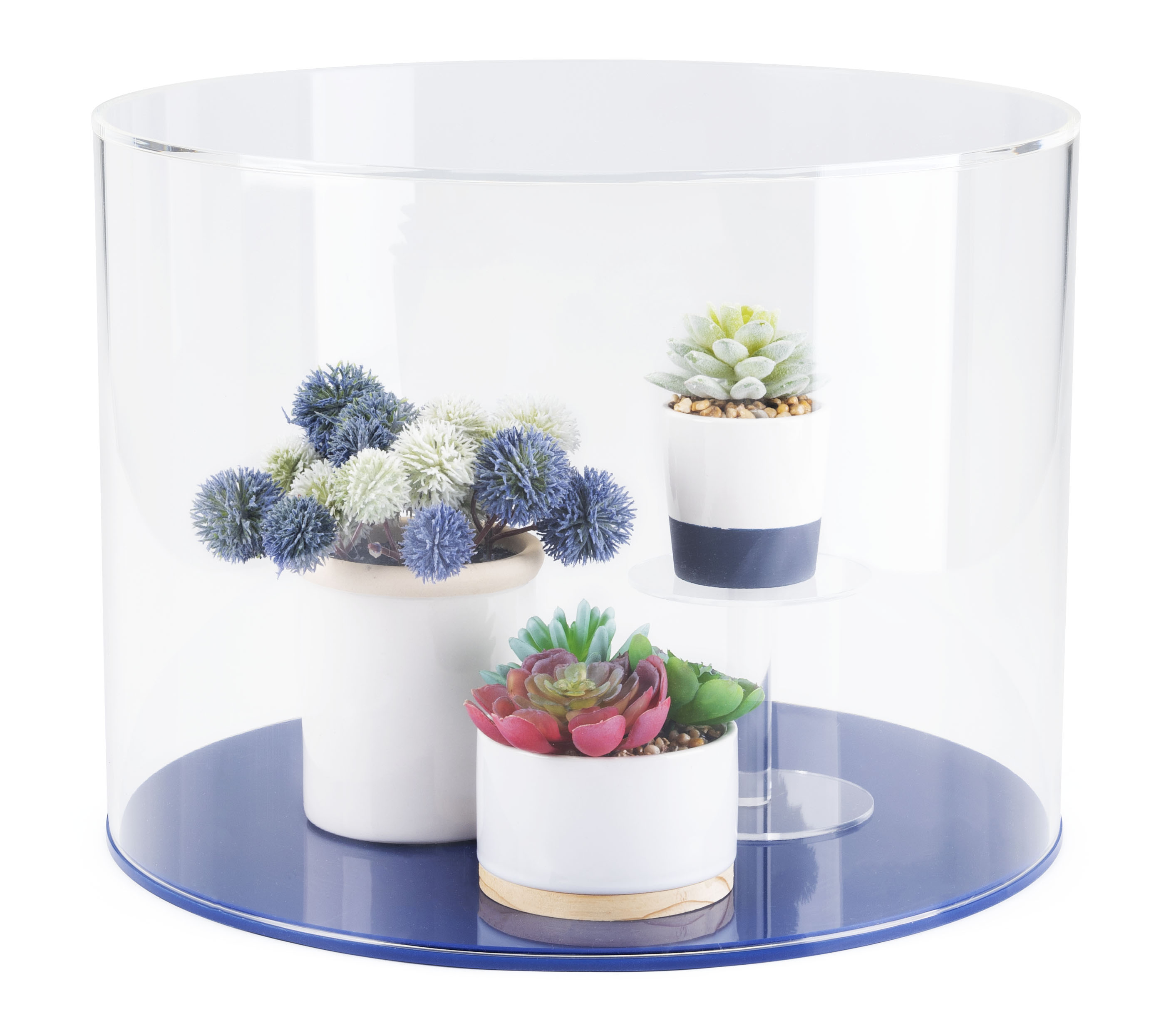Clear Acrylic Round Cylinder Display Case | Lift-Off Topper | Displays2Go