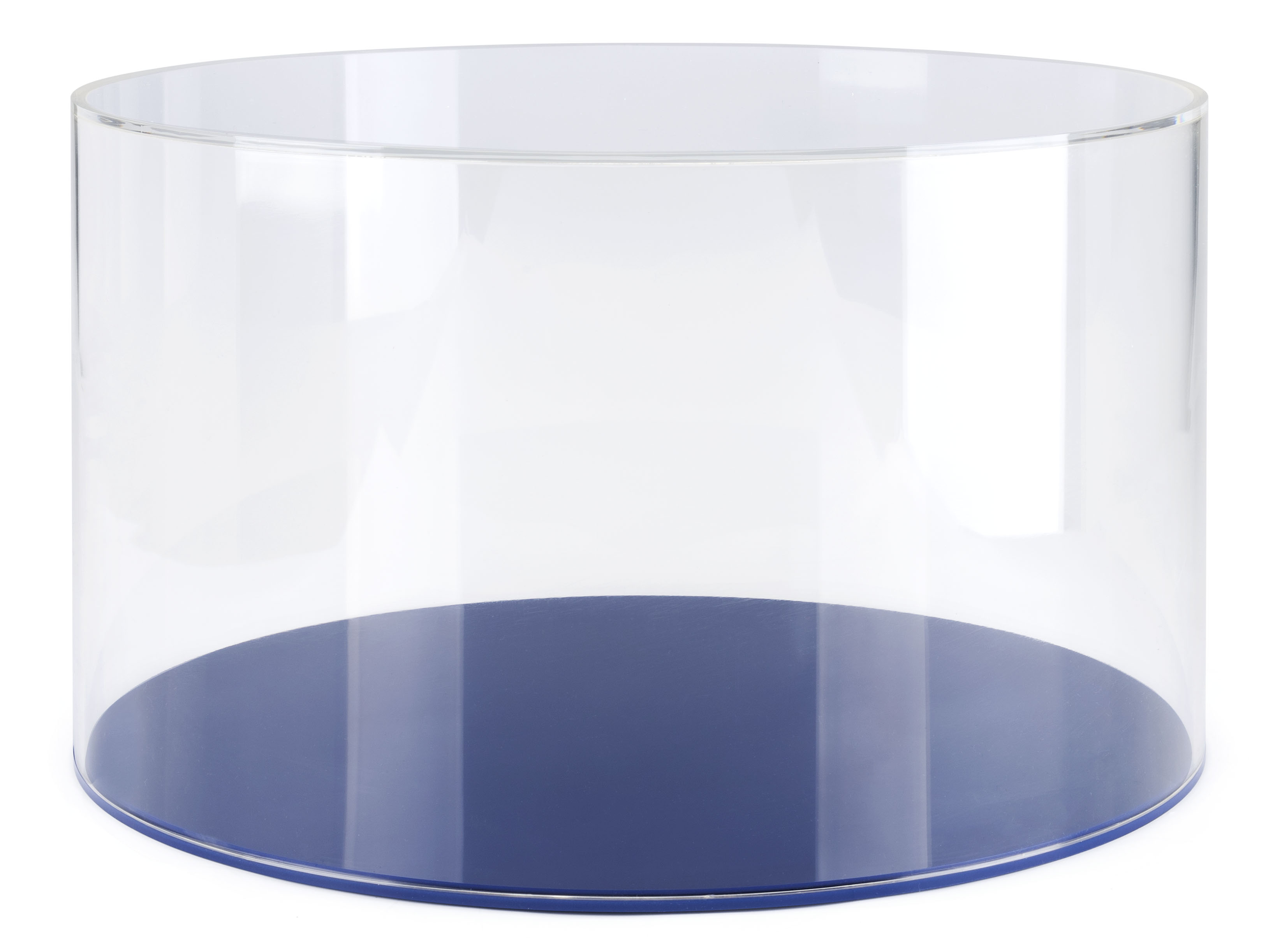 Round Display Case with Blue Base | Lift-Off Style Topper | Displays2Go