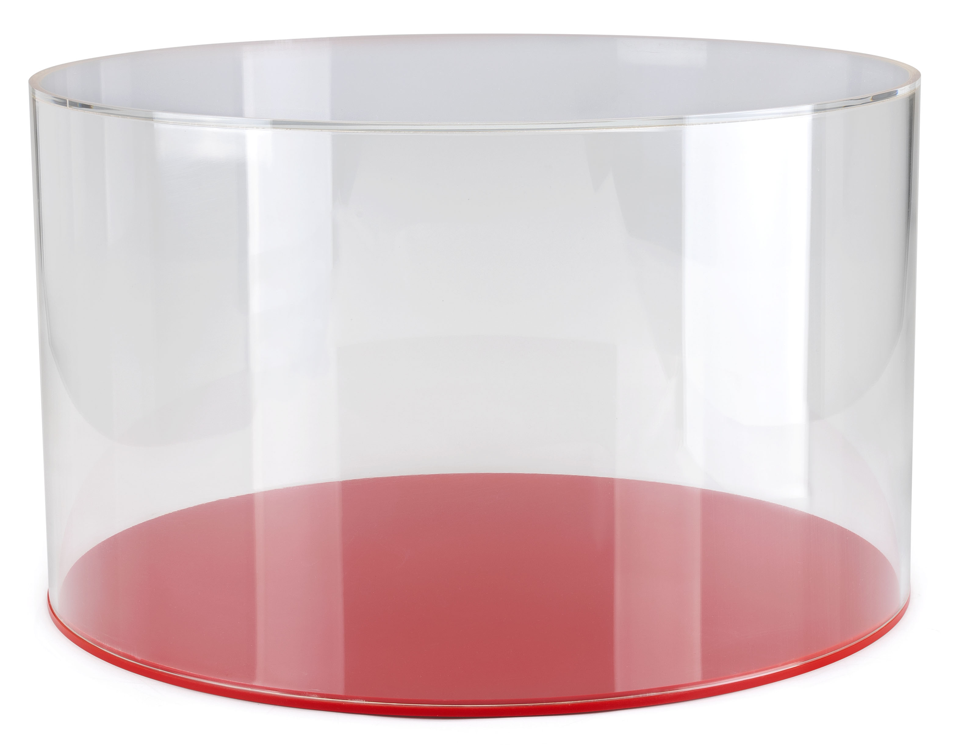 Round Red Display Case | Clear Acrylic Lift-Off Cover | Displays2Go