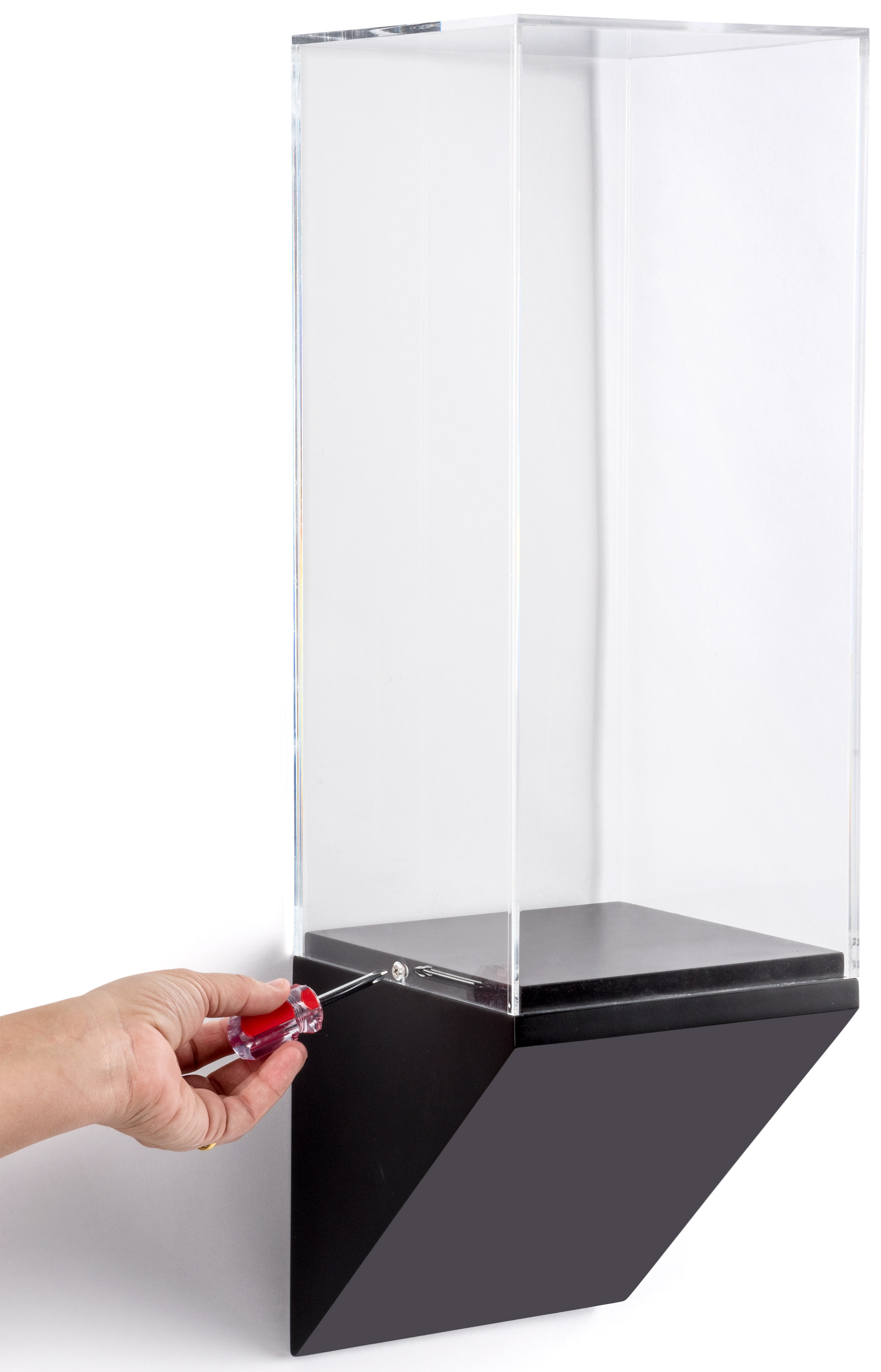 Wedge Pedestal Gallery Wall Display | Black MDF Tapered Base | Displays2Go