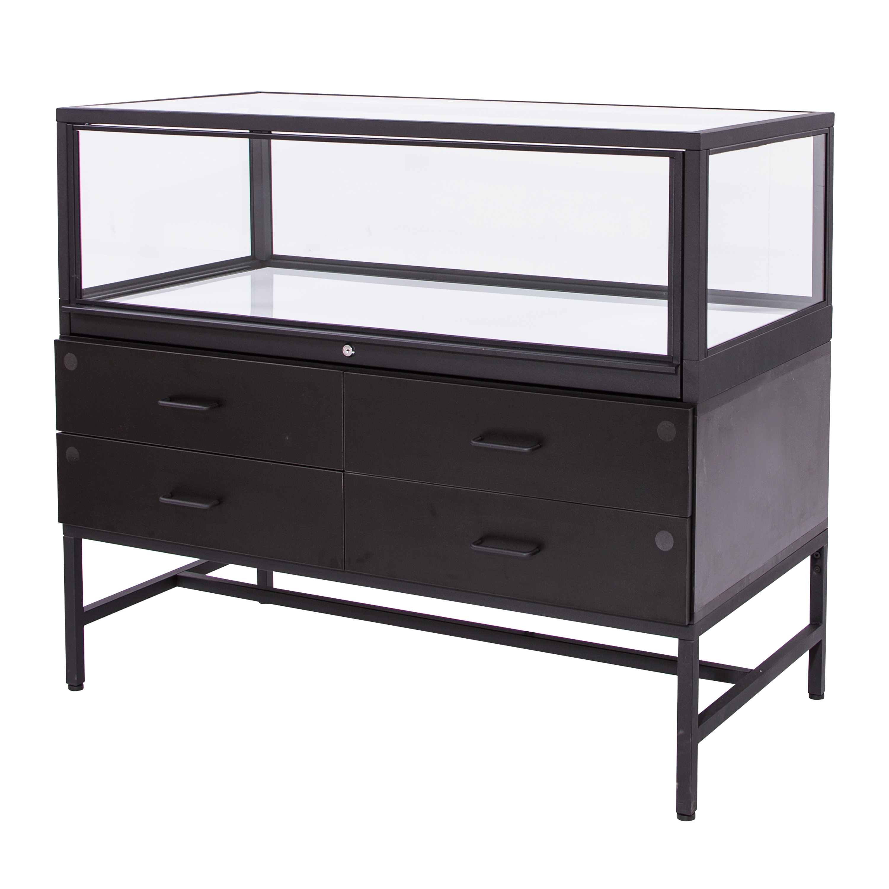 Glass Showcase Display Cabinet | Four Storage Drawers | Displays2Go