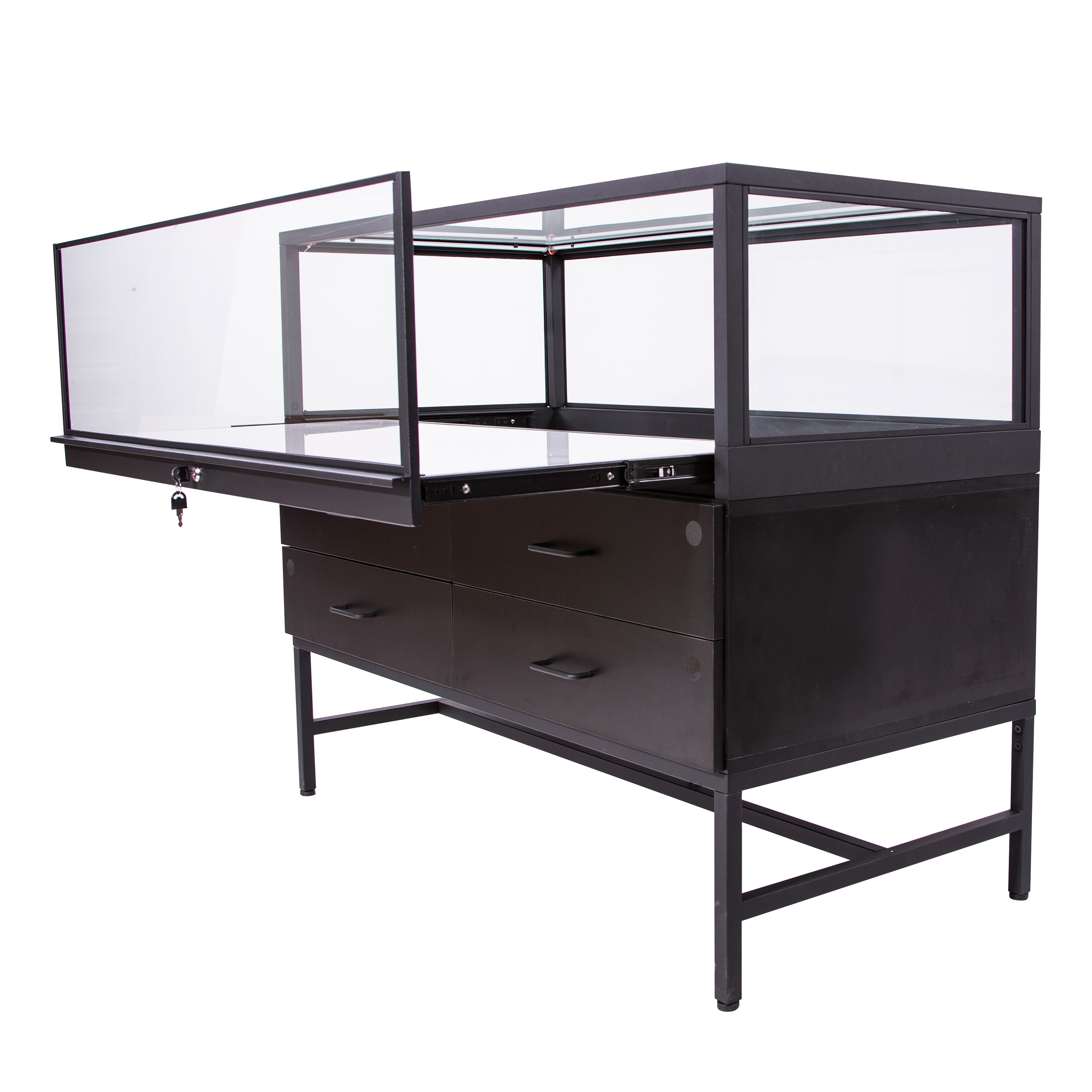 Glass Showcase Display Cabinet | Four Storage Drawers | Displays2Go