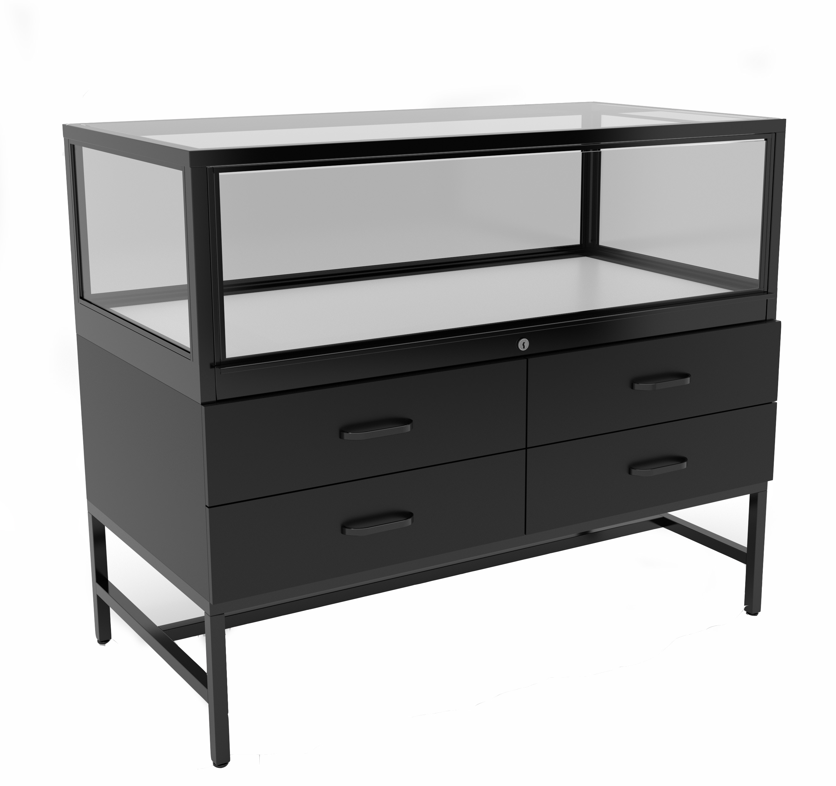 Glass Showcase Display Cabinet | Four Storage Drawers | Displays2Go