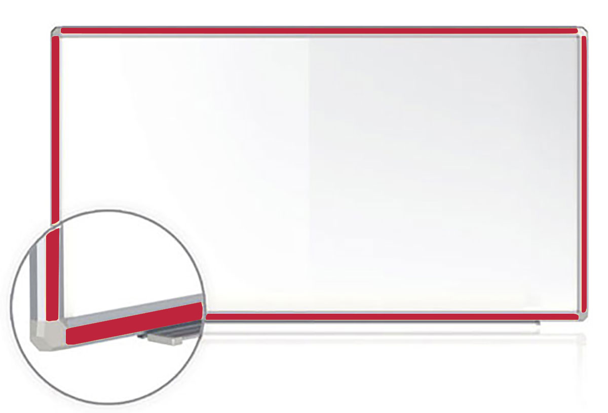 96" x 48" Magnet Board with Red Trim | Dry Erase | Displays2Go