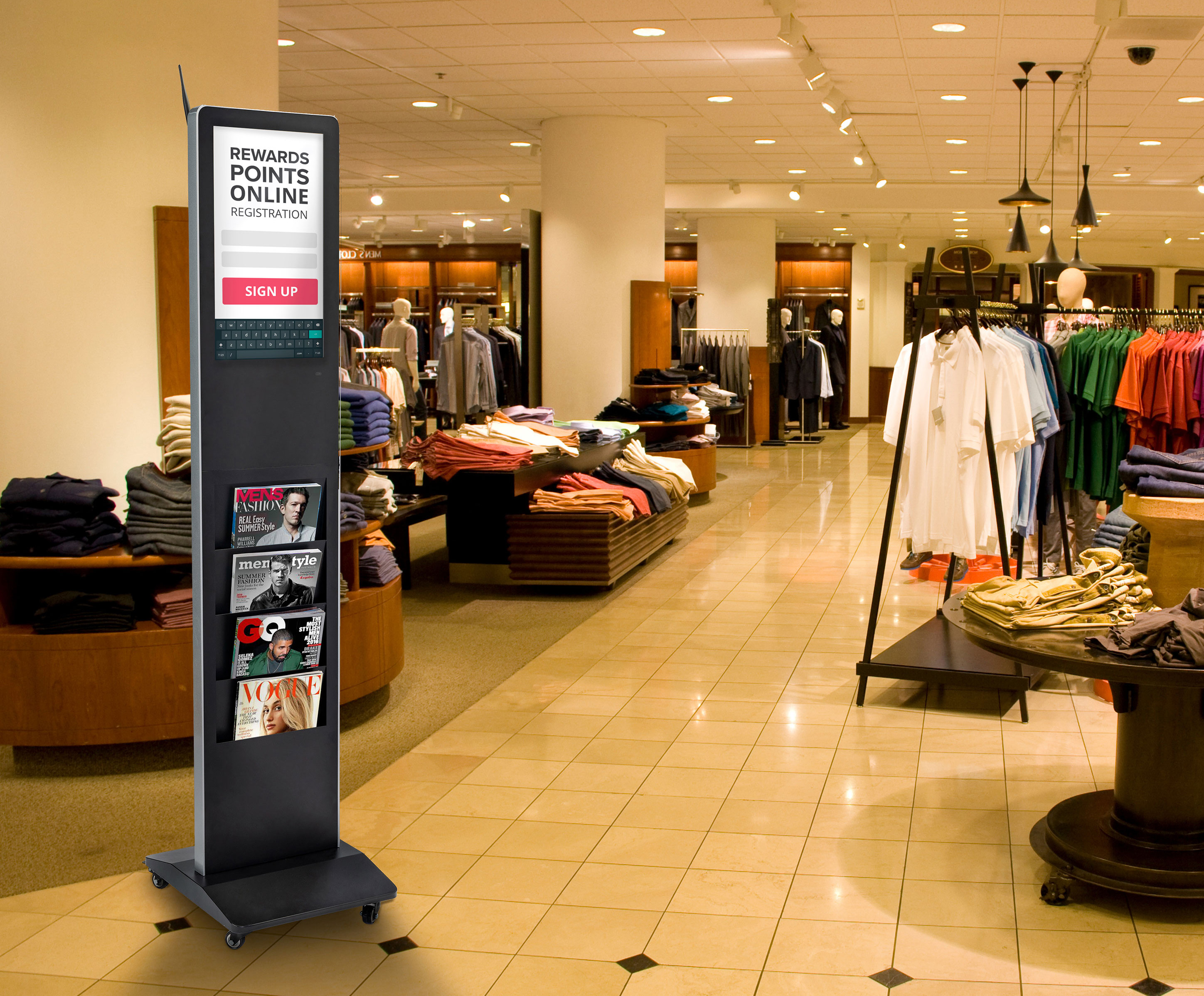 Freestanding Magazine Rack Digital Signage | Android OS | Displays2Go