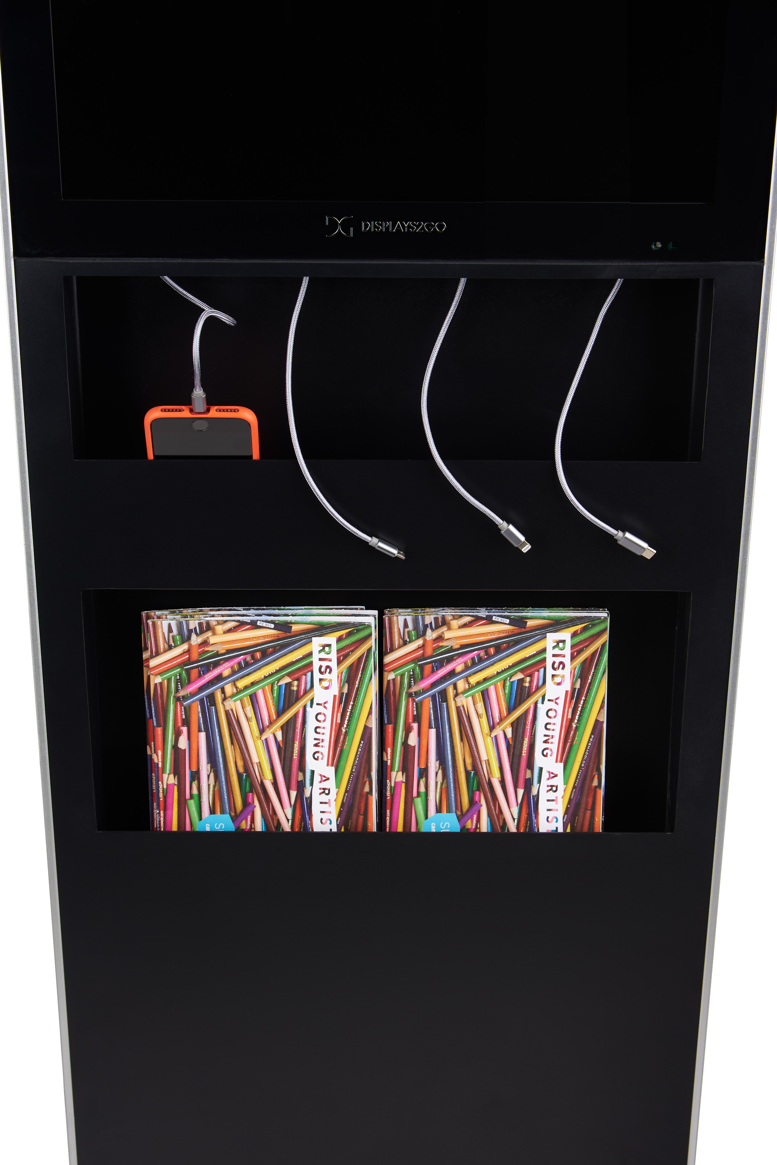 Digital Magazine Rack with Charging Station | 32" HD Screen | Displays2Go