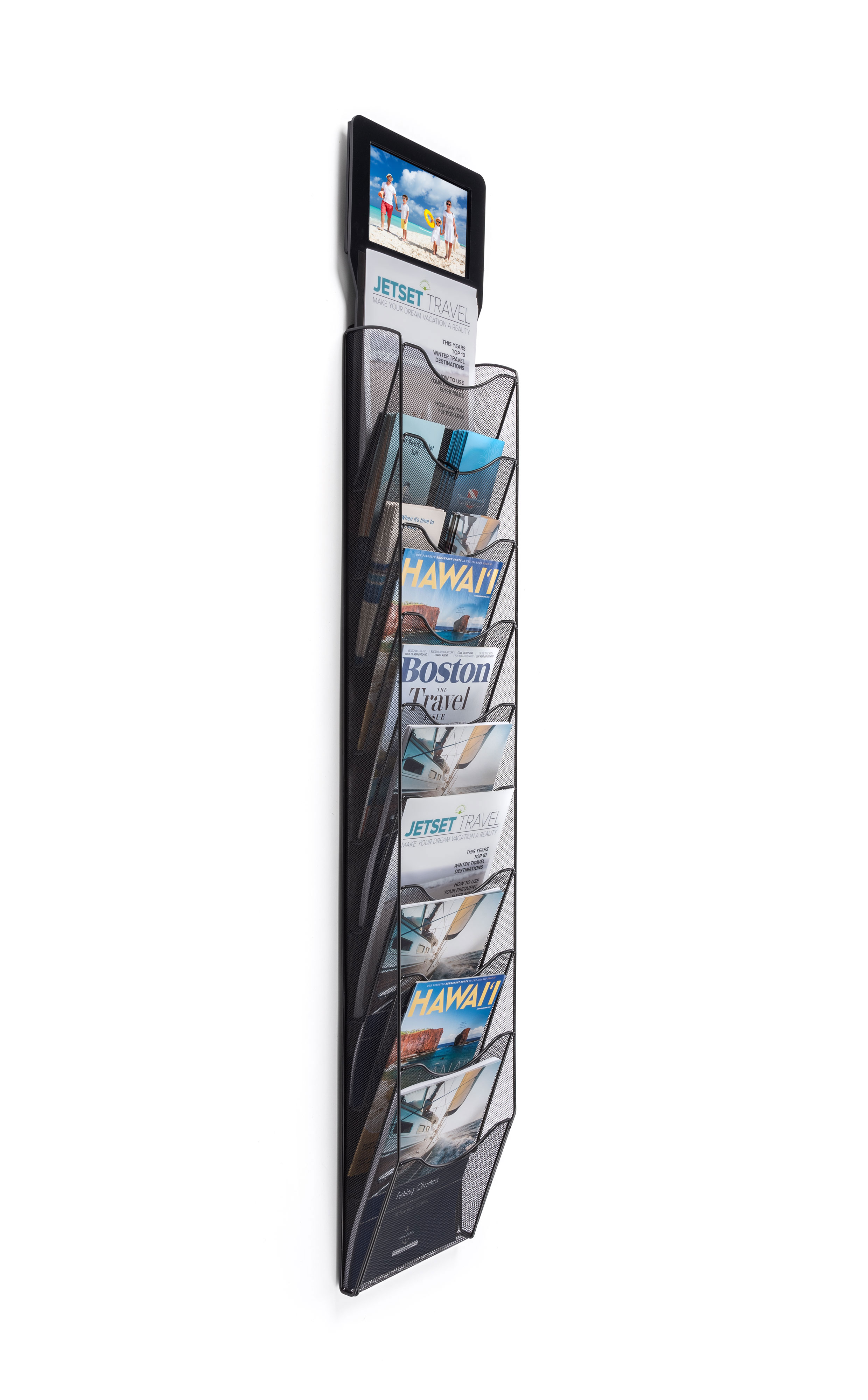 Magazine Wall Rack with Digital Sign | Catalog & Media Display ...