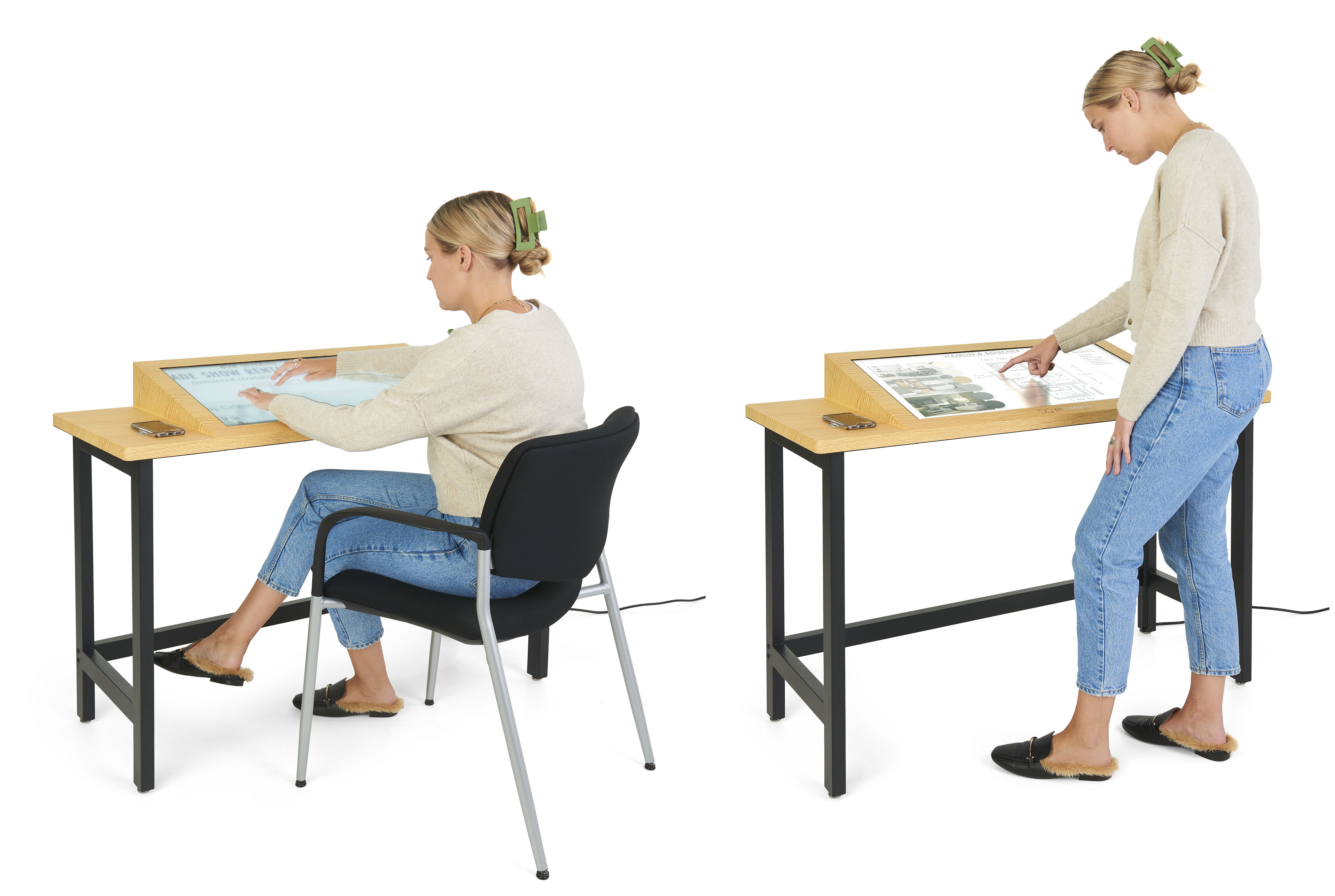 Interactive Multi Touch Table | Sleek Wood Grain Finish | Displays2Go