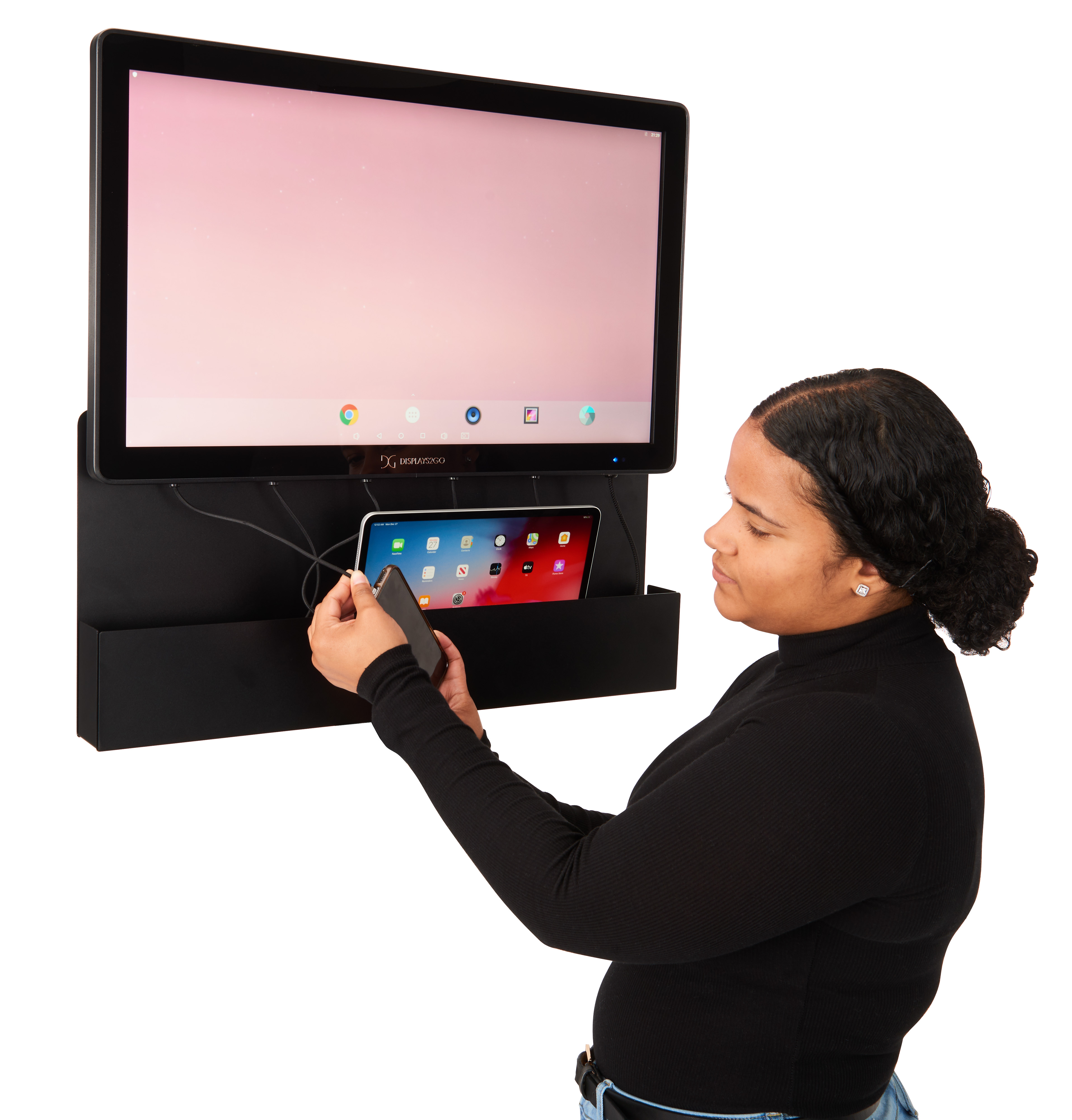 Wall Mount Charging Station with Digital Screen | Six Devices | Displays2Go