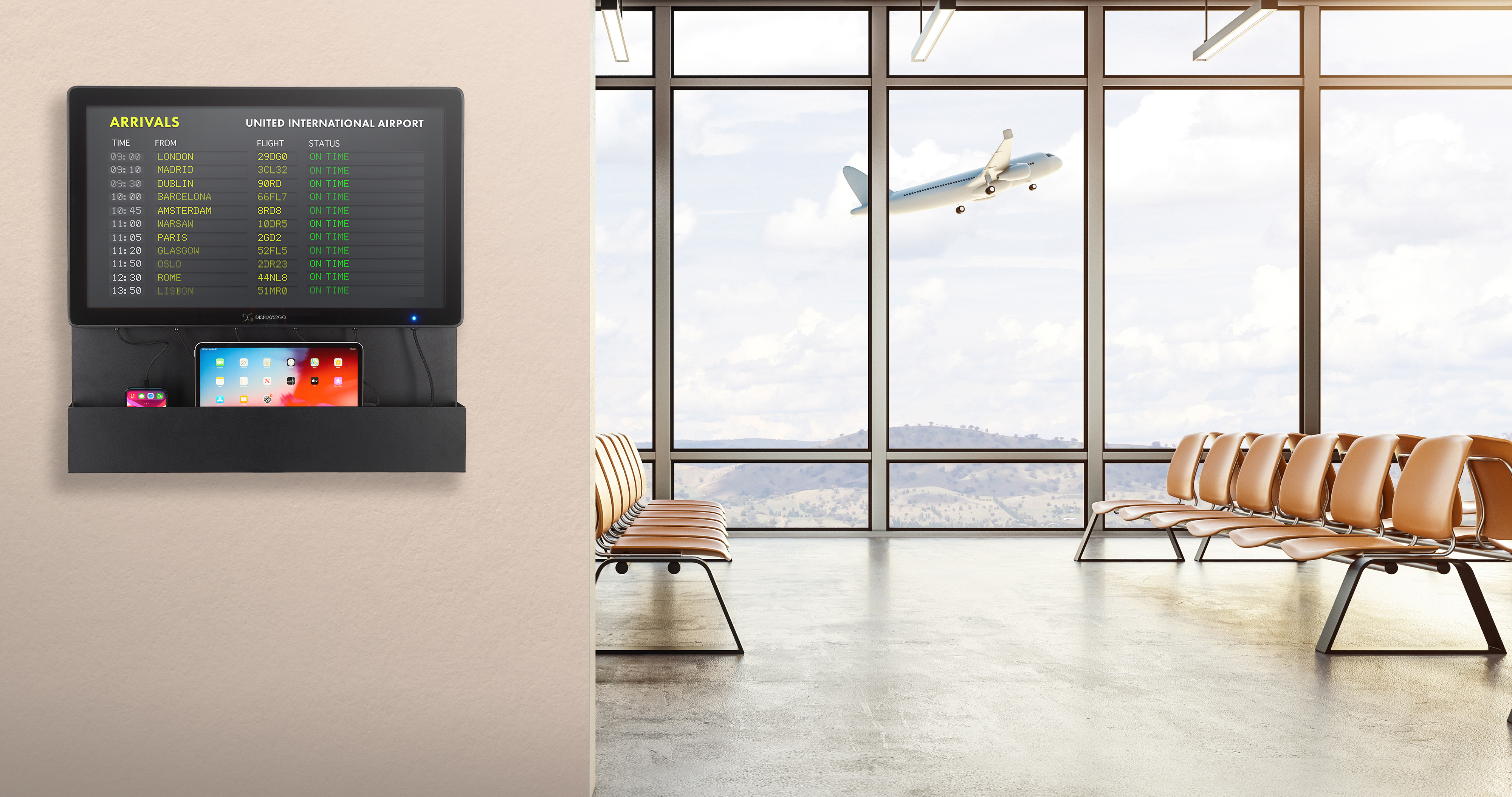 Wall Mount Charging Station with Digital Screen | Six Devices | Displays2Go