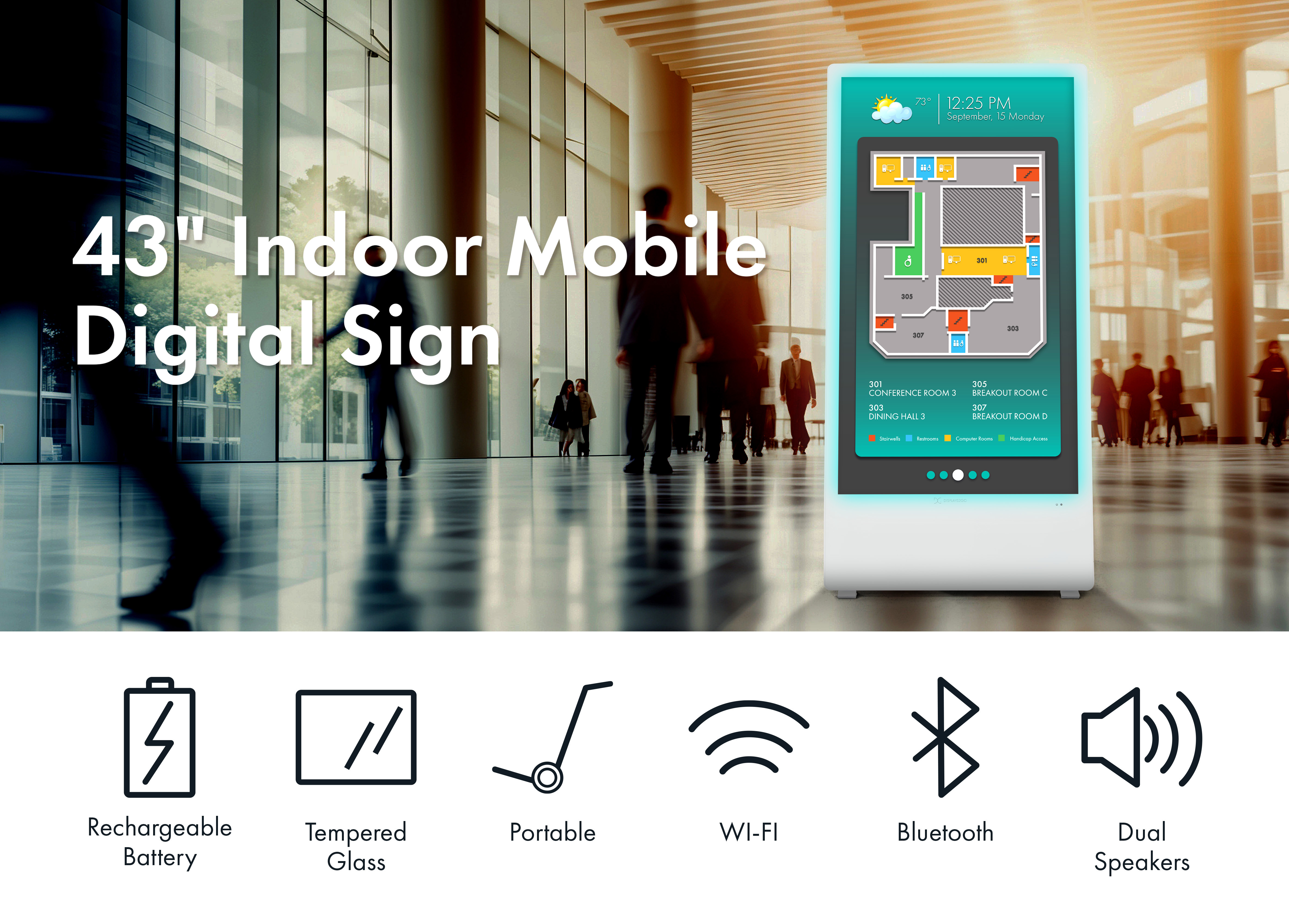 Indoor Mobile Digital Signage | Portable A-Frame Sign | Displays2Go