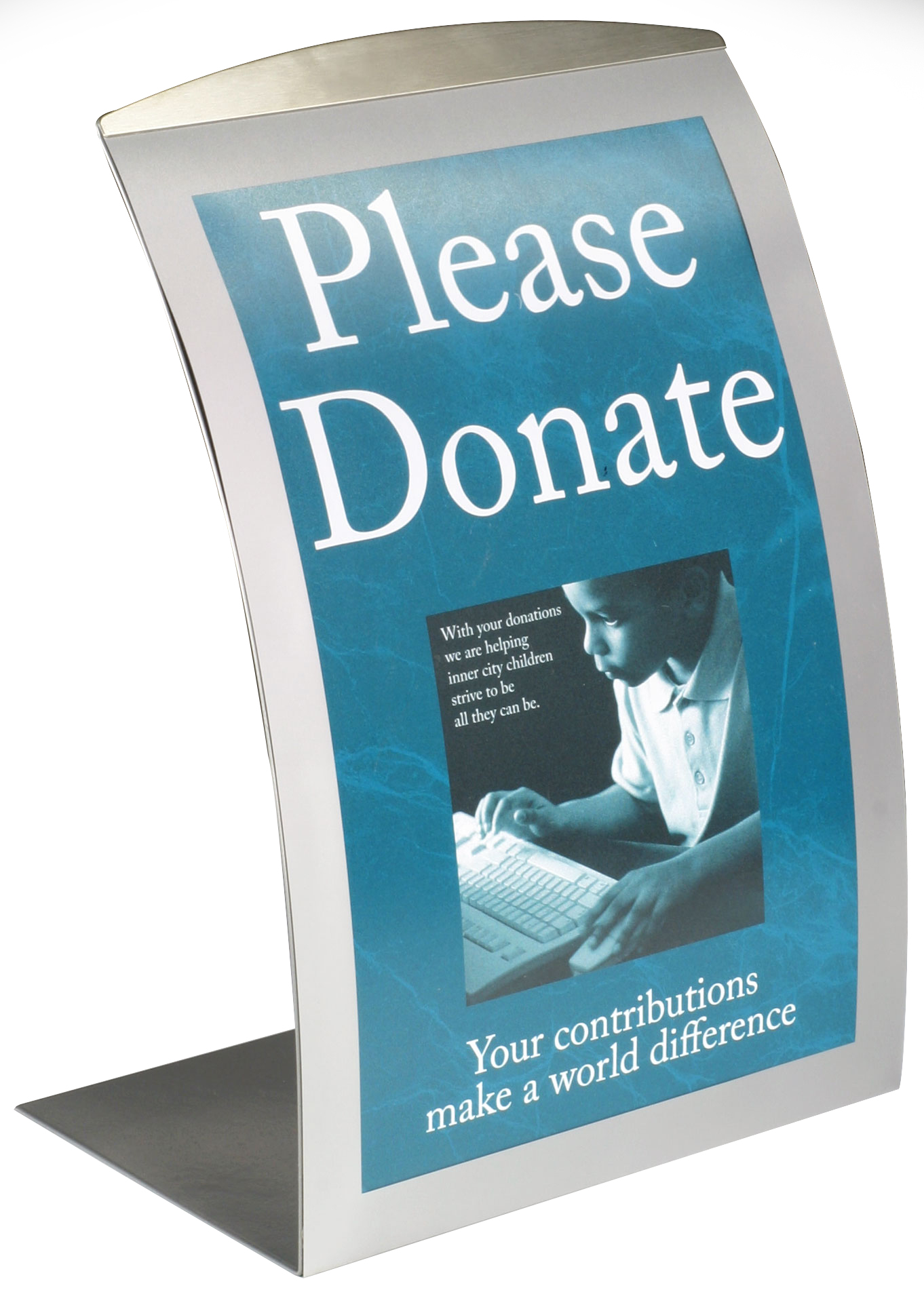 Silver Sign Frame | Countertop Bar & Restaurant Menu Holder | Displays2Go