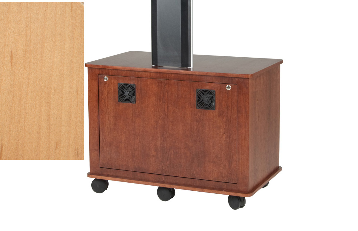 Honey Maple Veneer Dual Monitor Trolley | For Two 125 lbs Screens ...