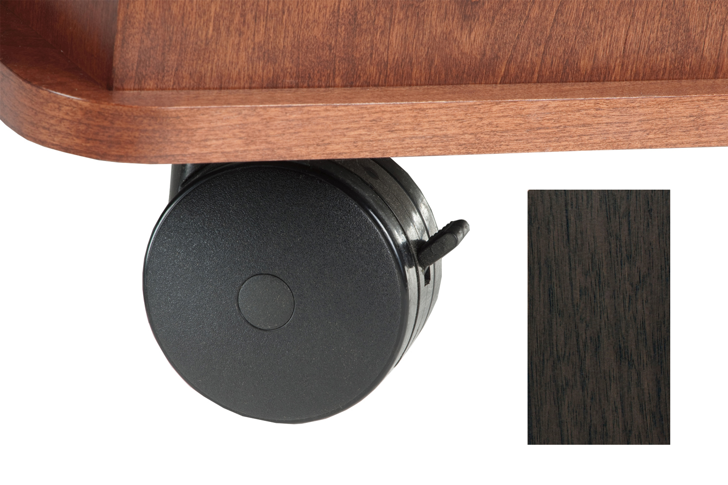 Heritage Walnut Veneer Dual Monitor Trolley | 6 Caster Wheels | Displays2Go