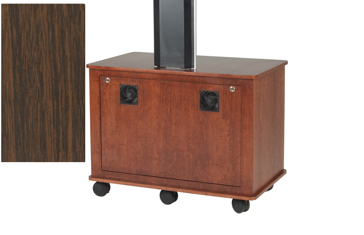 Gunstock Walnut Laminate Dual Monitor Trolley | with Camera Shelf ...