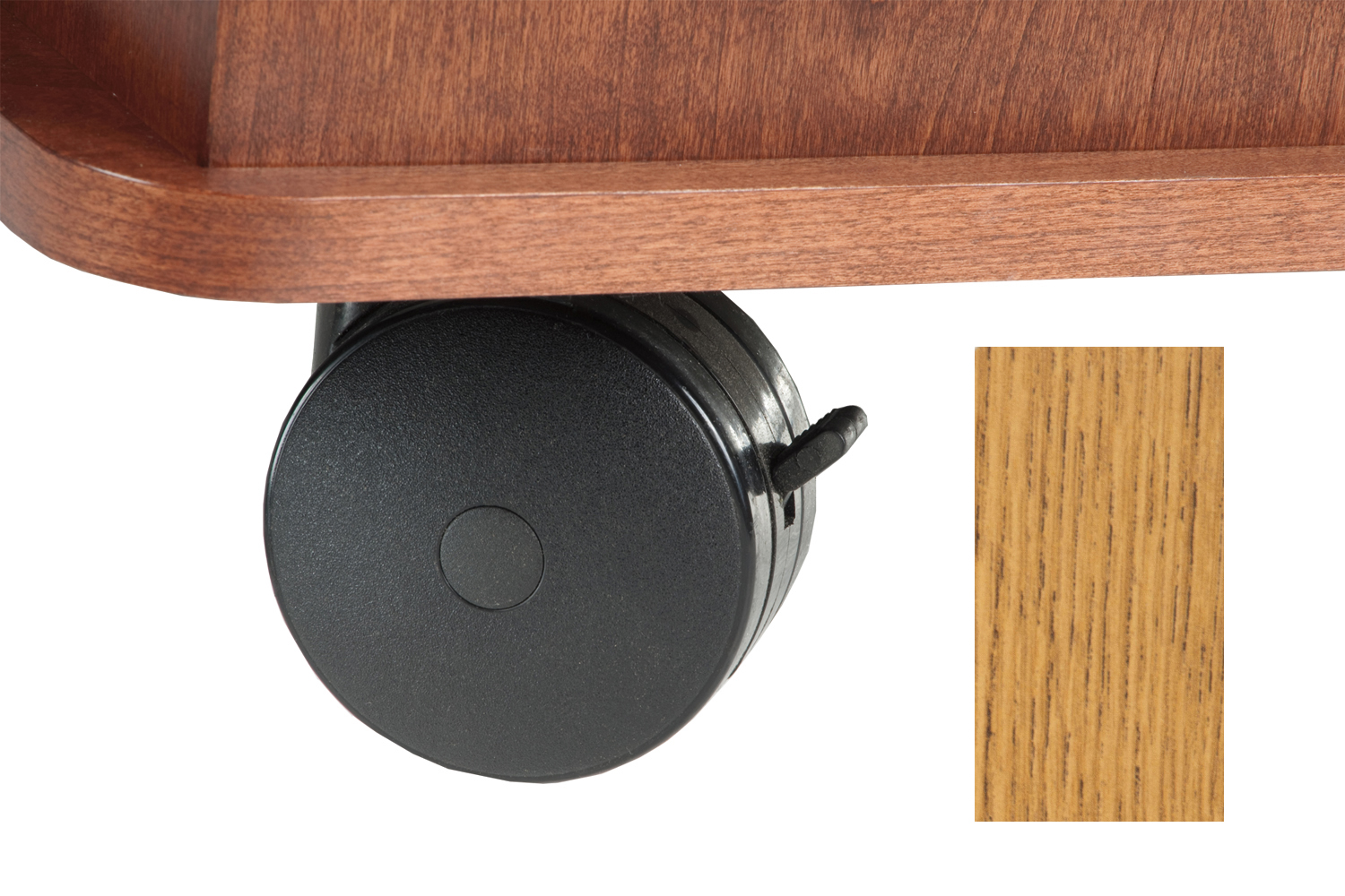 Light Oak Laminate Dual Monitor Trolley | 2 Built-In Power Strips ...