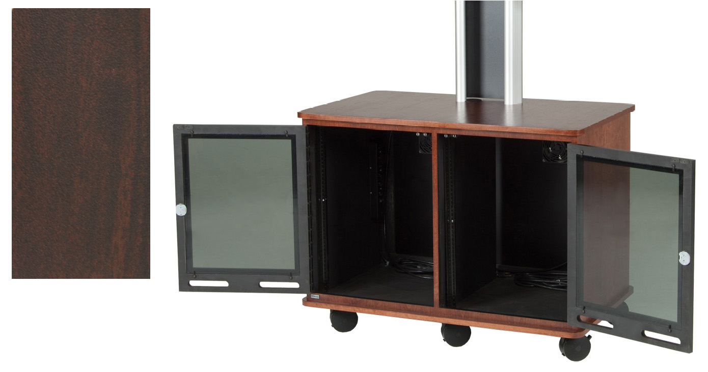 Mahogany Laminate Dual Monitor Trolley | VESA Compatible | Displays2Go