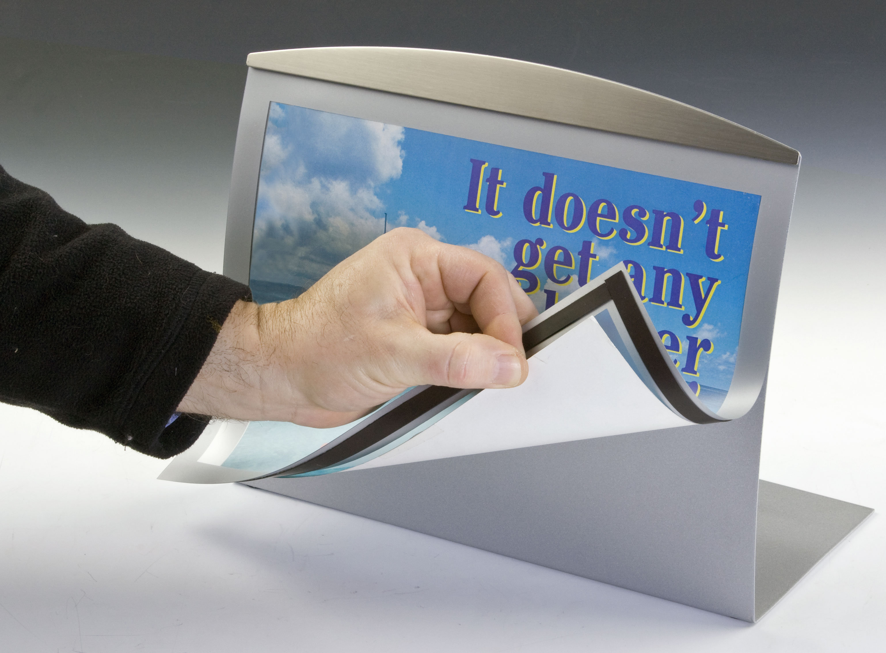 Metal Sign Holders w/ Curved Face & Magnetic Anti-Glare Lens | Displays2Go