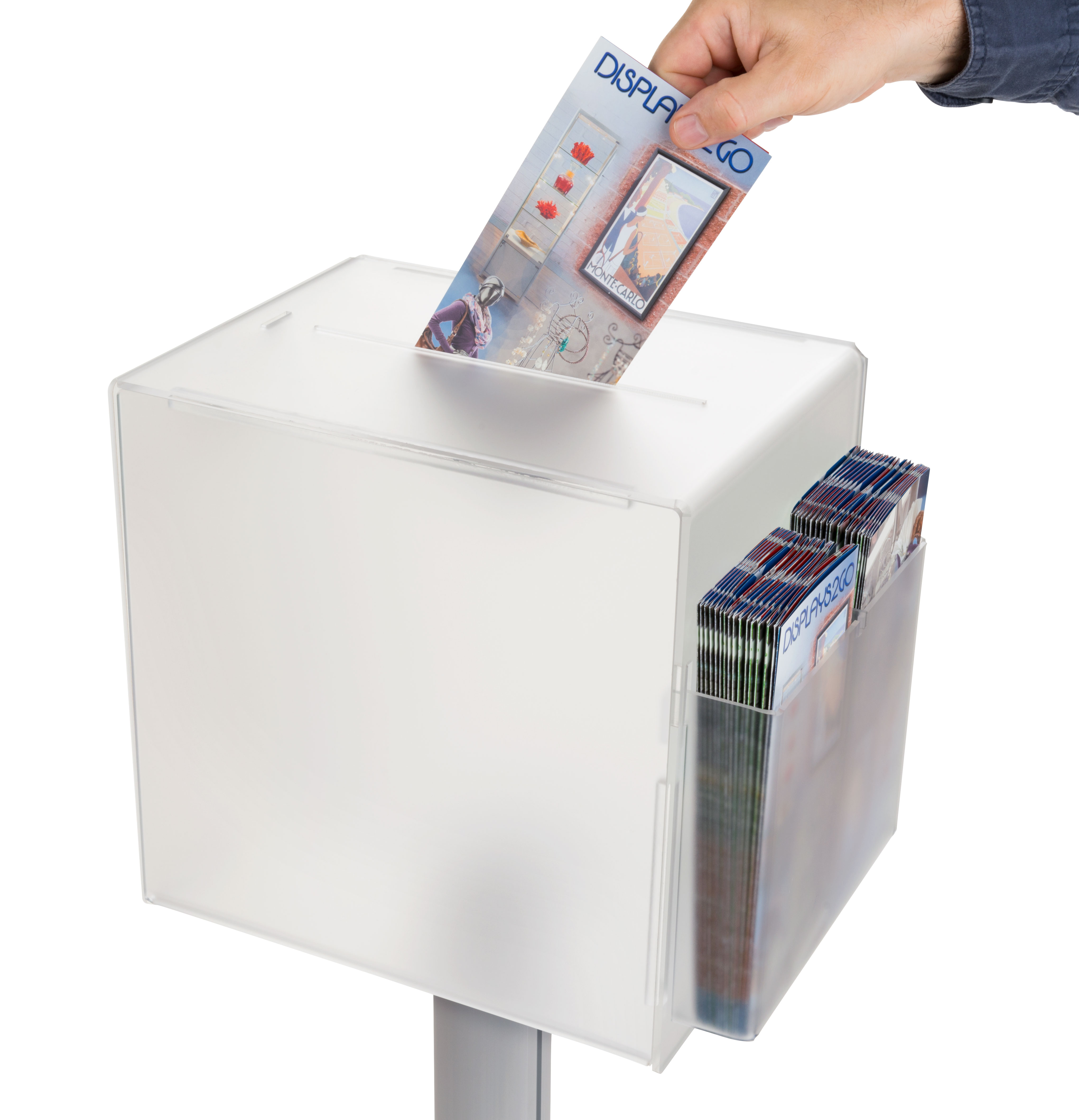 Pedestal Suggestion Box Stand with Lock | Frosted for Privacy | Displays2Go