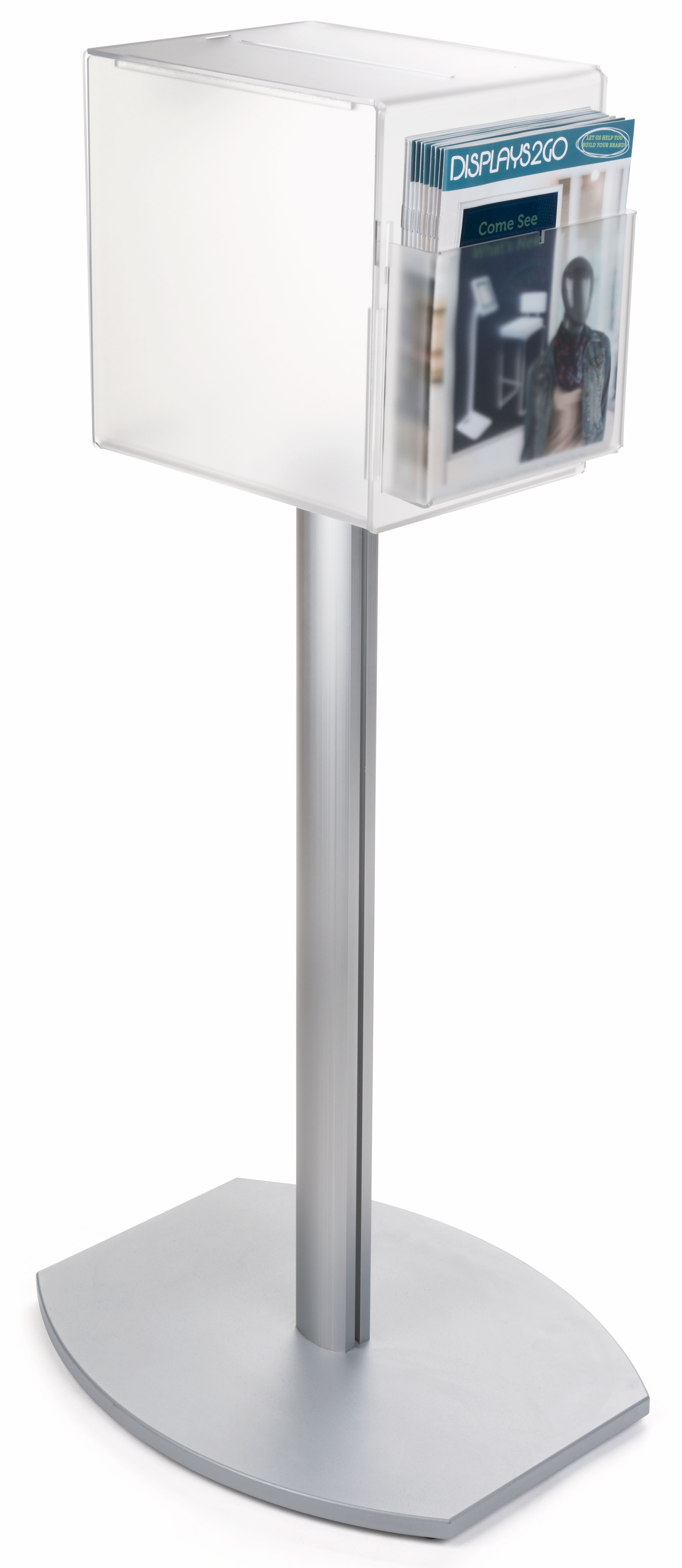 Pedestal Suggestion Box Stand with Lock | Frosted for Privacy | Displays2Go