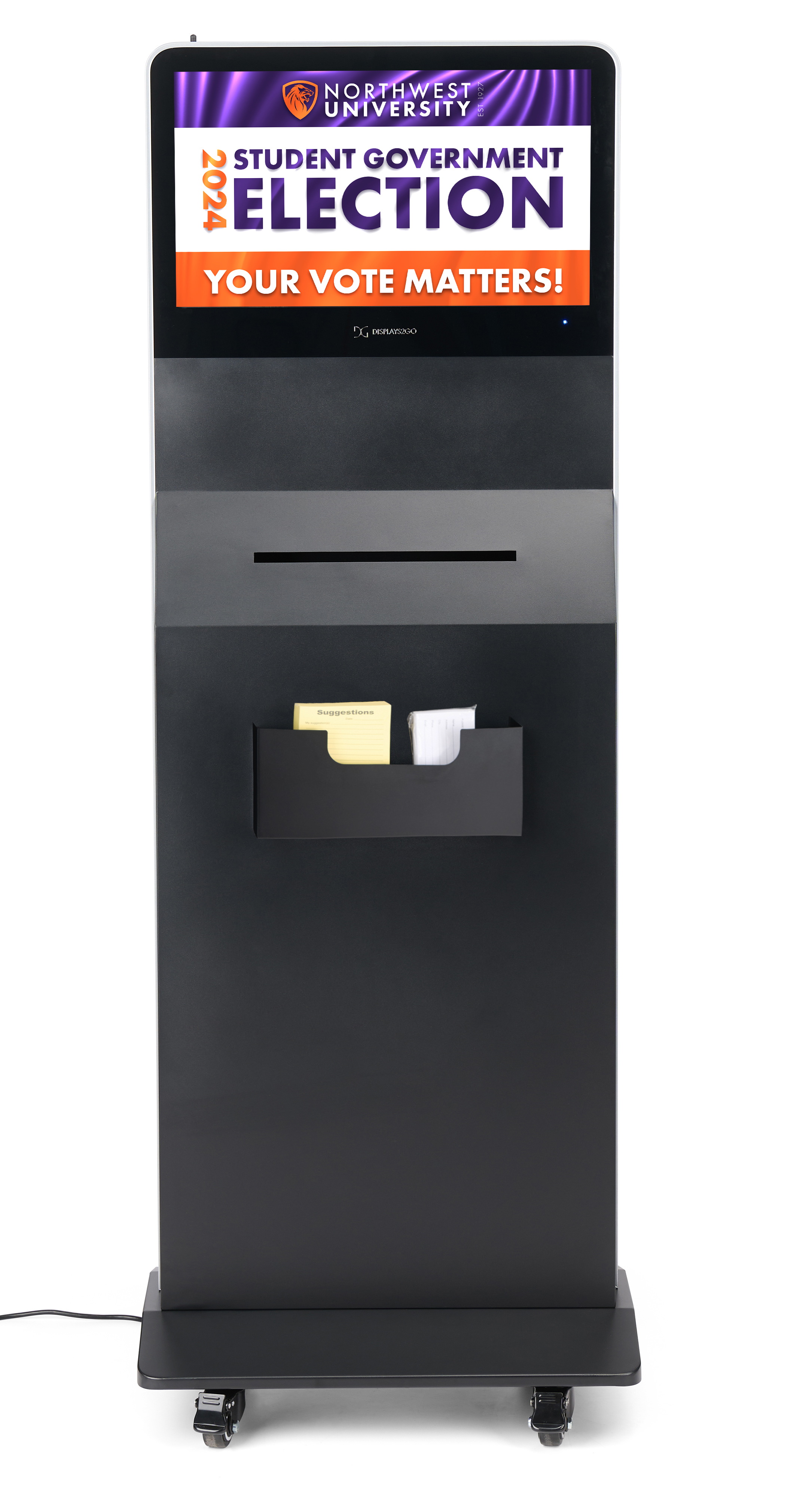 Floor Standing Suggestion Box with Video Screen | Locking Door ...