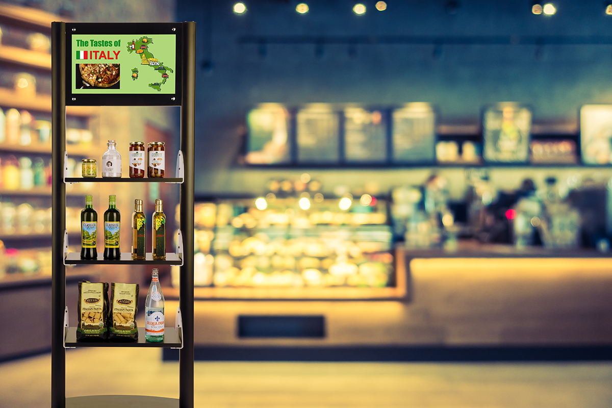 Digital Sign Merchandising Shelves | Built-In Speakers | Displays2Go