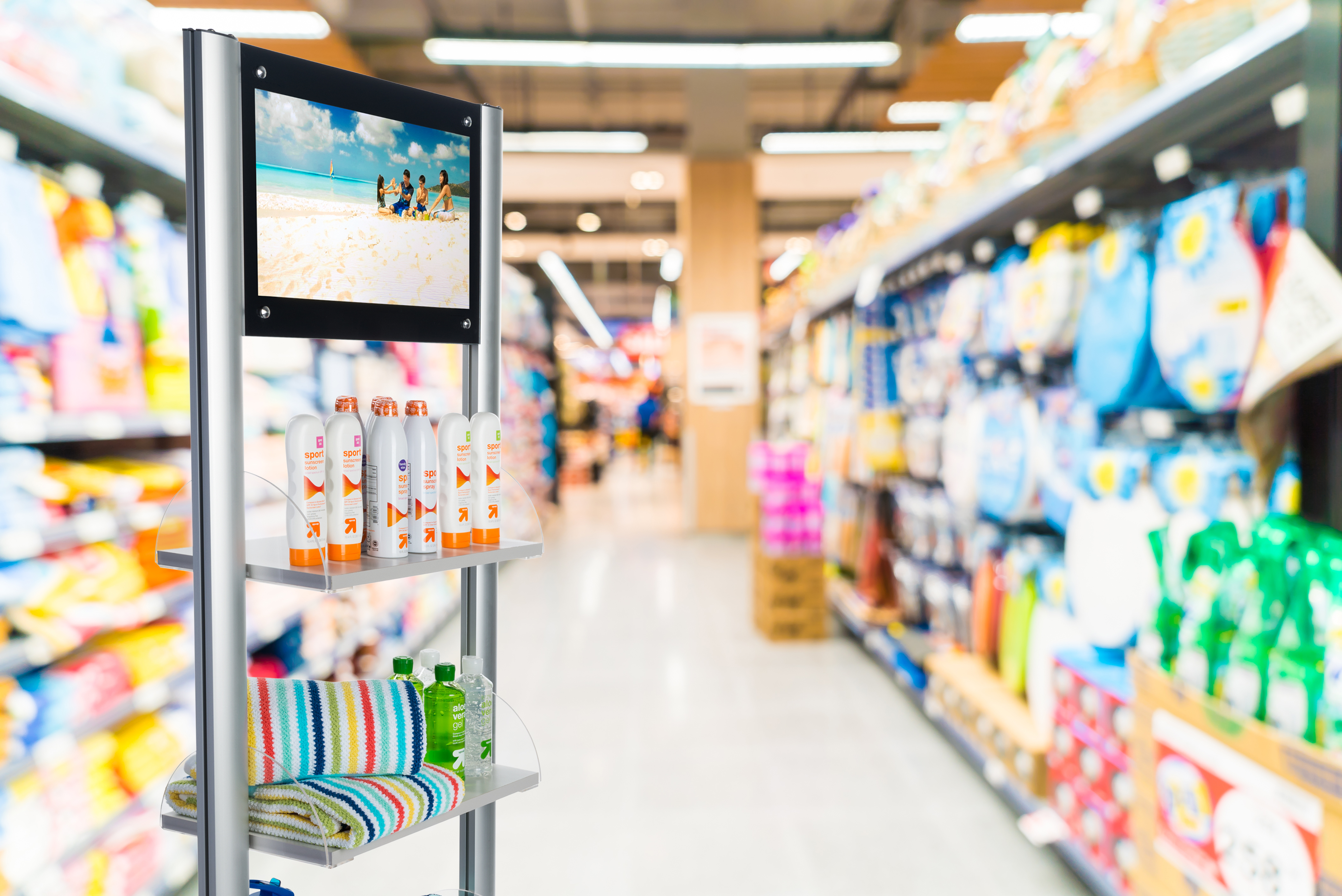 Merchandising Shelves with Digital Sign | 21.5” Screen | Displays2Go