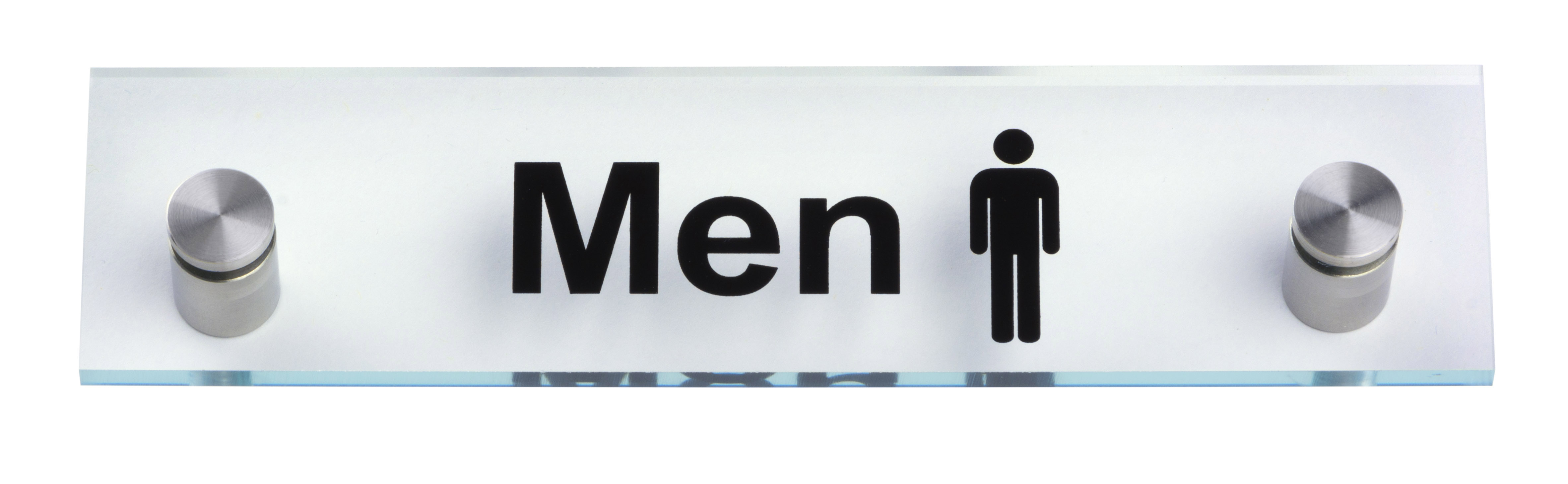 “Men” Bathroom Sign | Clear with Standoffs | Displays2Go