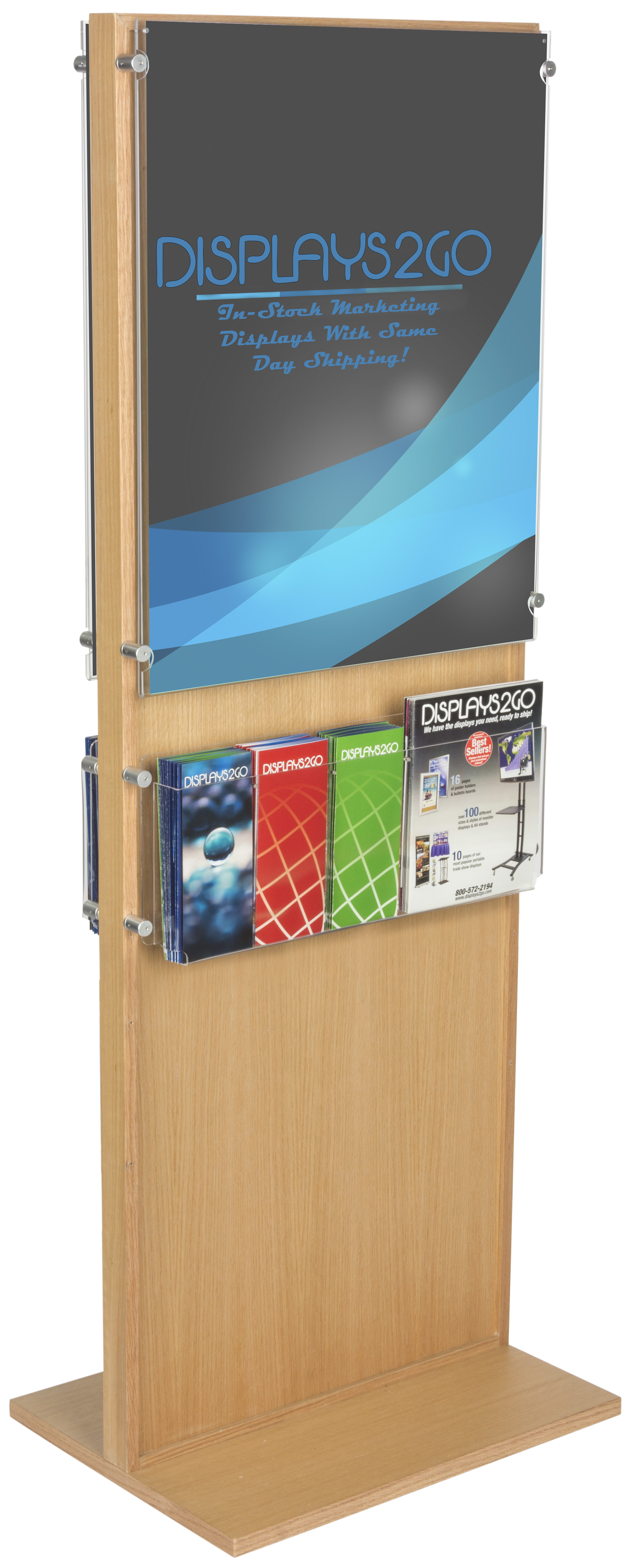 Double-Sided Poster Stand with 10 Brochure Holders