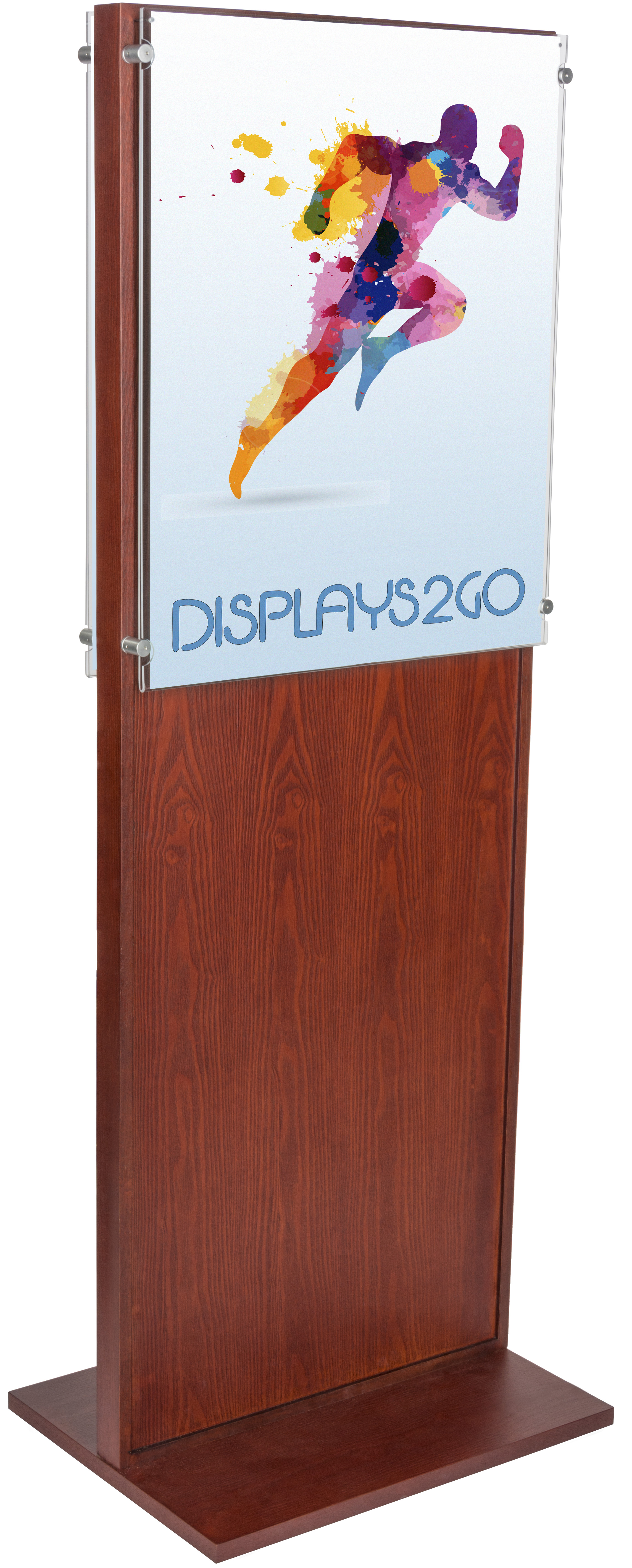 Double-Sided Mahogany Poster Holder | Floor Standing | Displays2Go