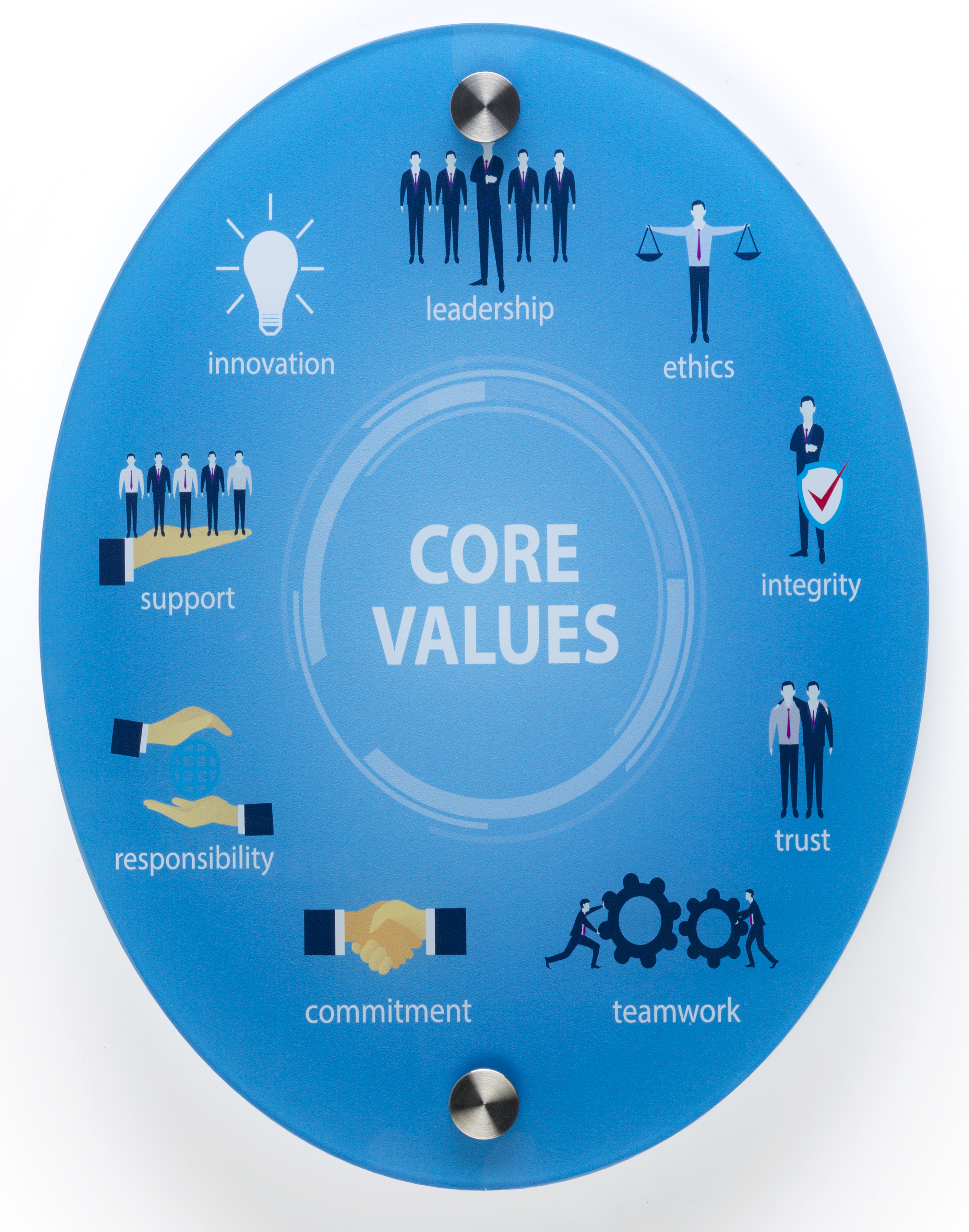 Custom Oval Door Sign with Standoffs | UV Printed Graphics | Displays2Go