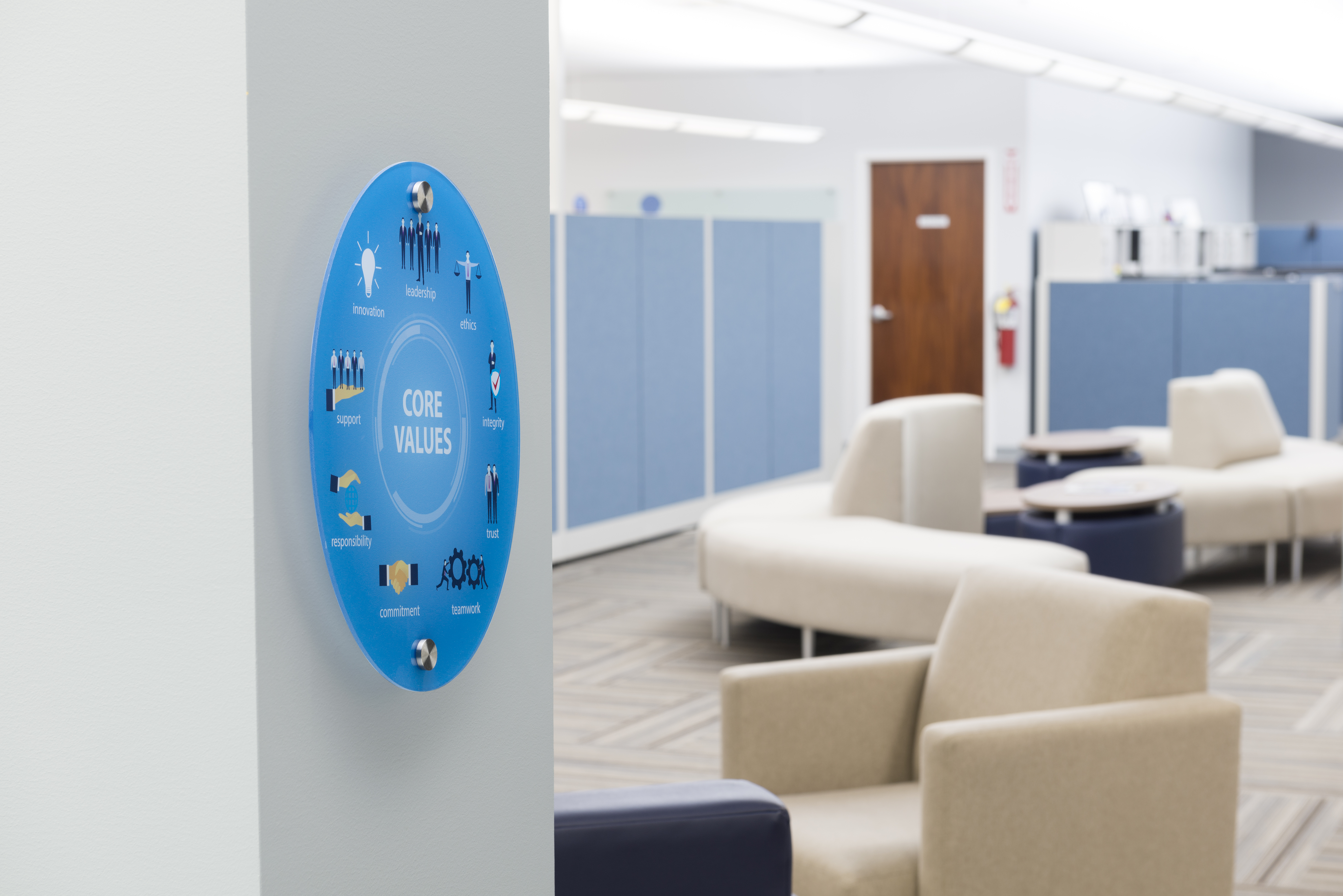 Custom Oval Door Sign with Standoffs | UV Printed Graphics | Displays2Go