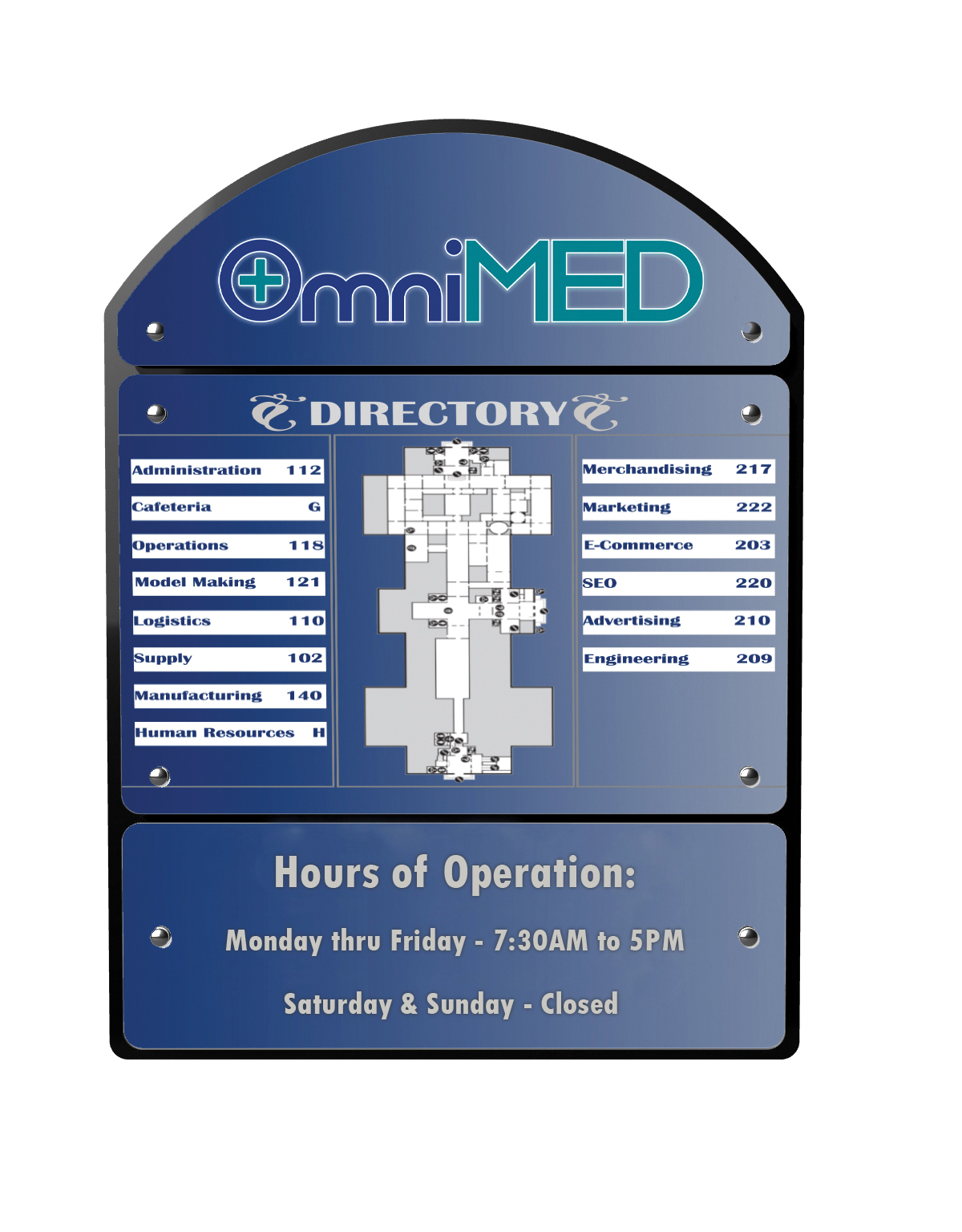 3-Panel Custom Directory Sign | Logo, Location & Address Labels ...