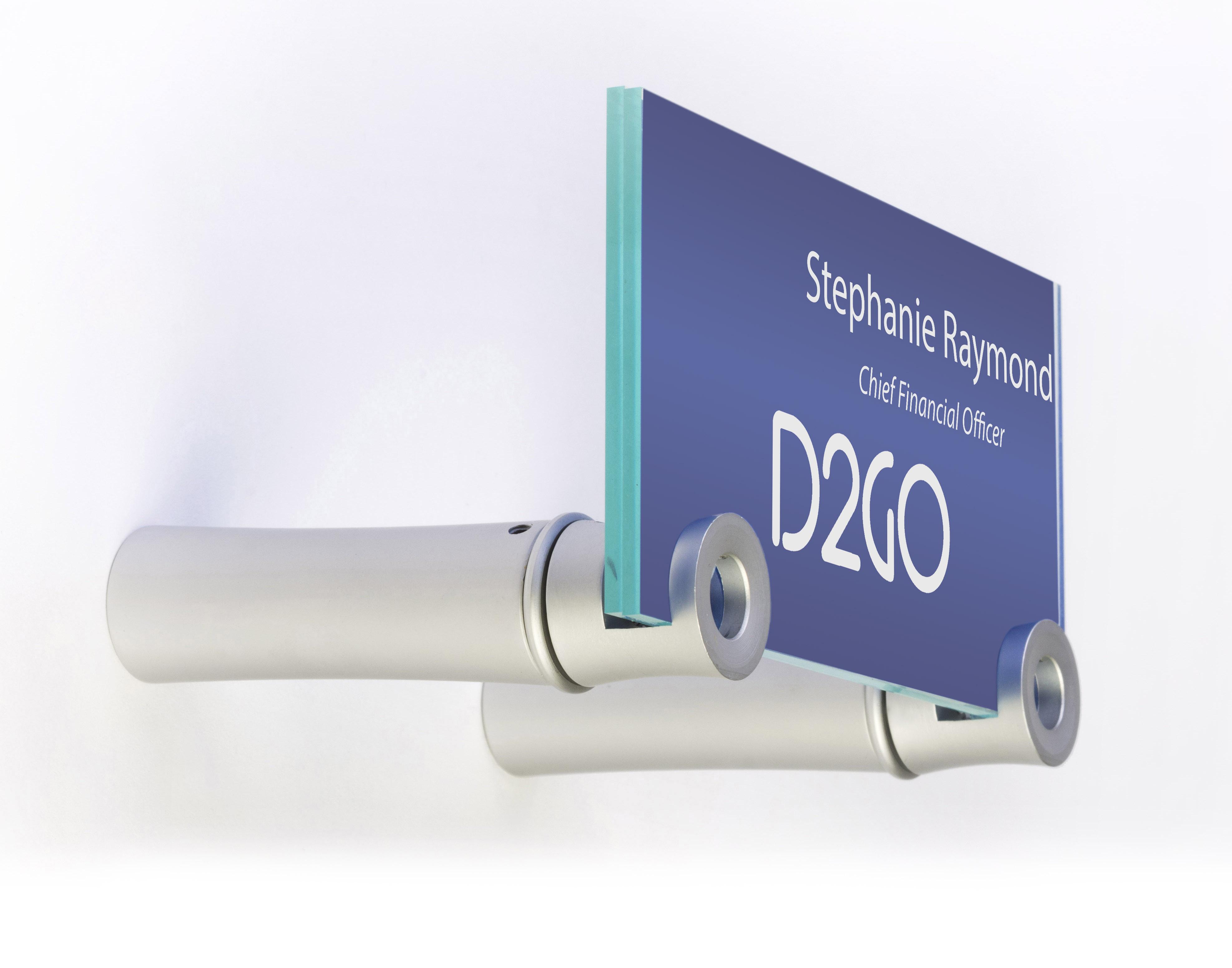 Office Sign Standoff | 4” Anodized Finish Edge Grip | Displays2Go