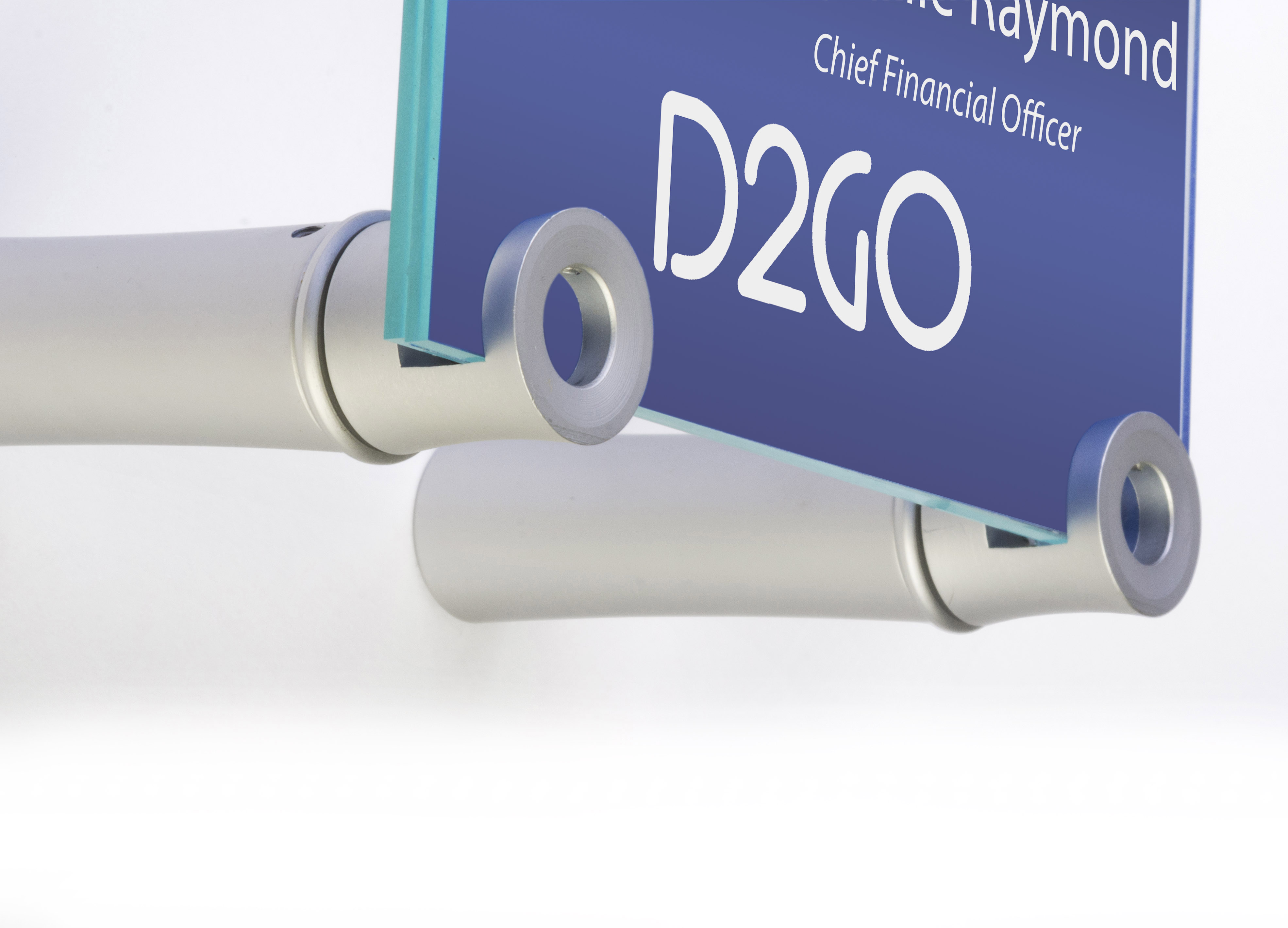 Office Sign Standoff | 4” Anodized Finish Edge Grip | Displays2Go