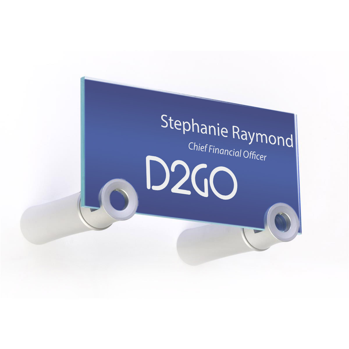 Office Sign Standoff | 4” Anodized Finish Edge Grip | Displays2Go