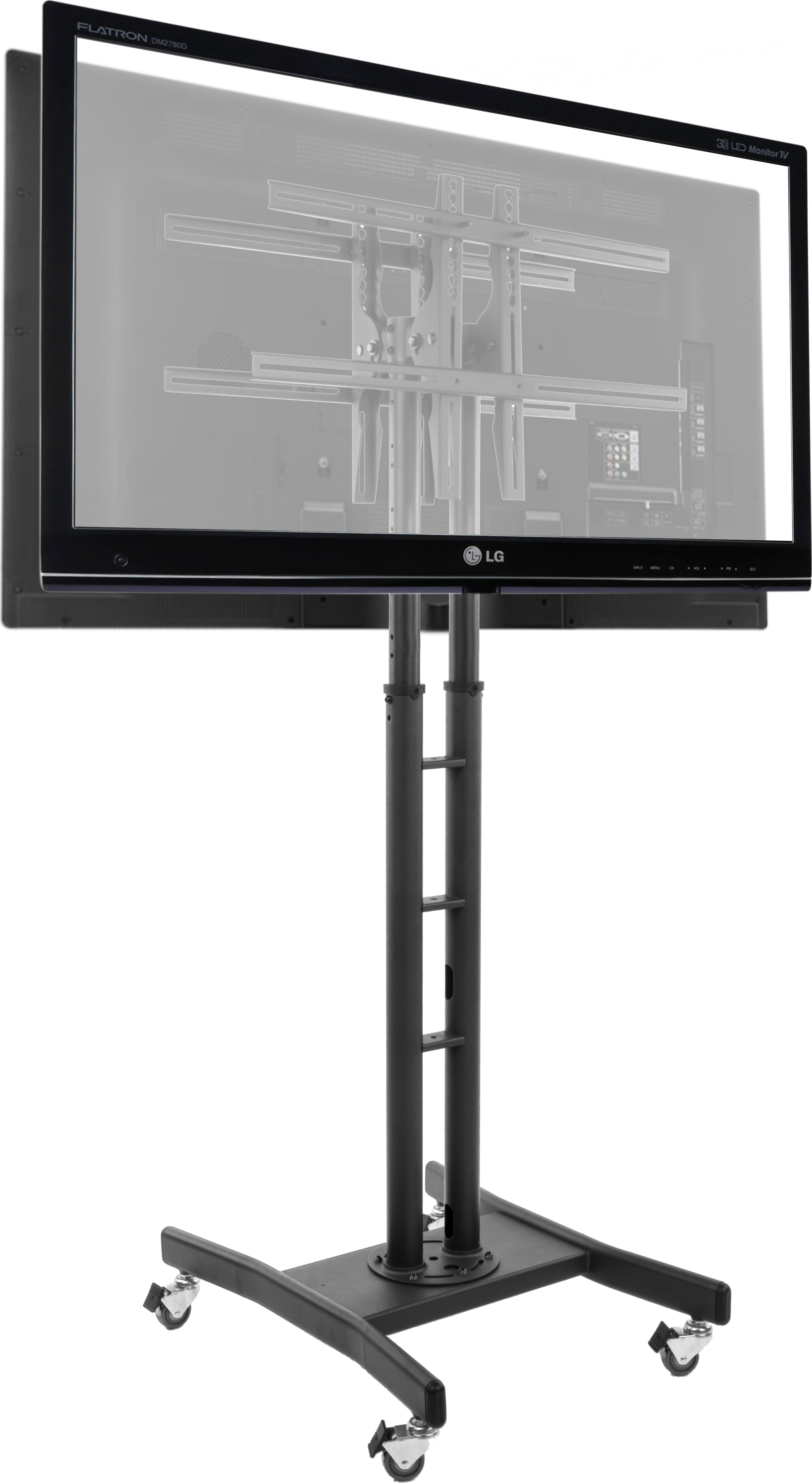 Double Sided TV Stand | (2) Adjustable Mounts for 32”-65” Screens ...