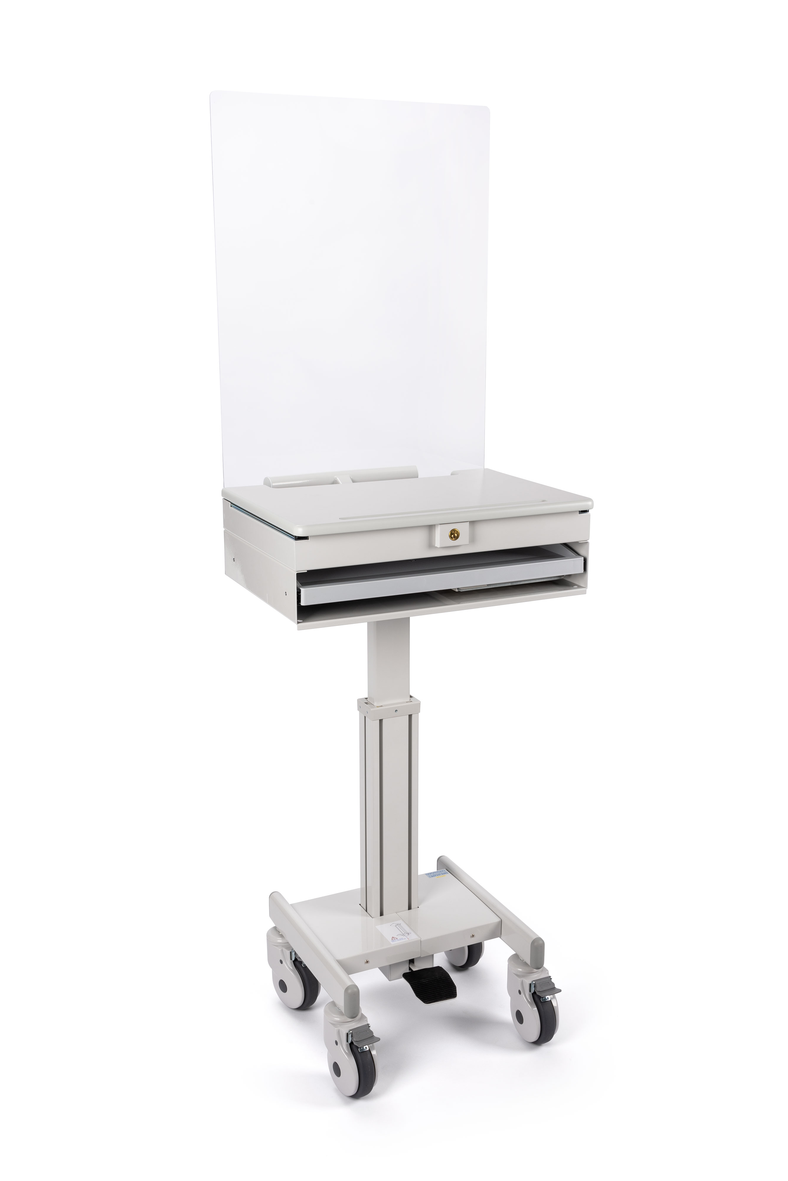 Medical Laptop Cart with Acrylic Sneeze Guard | Virus Protective ...