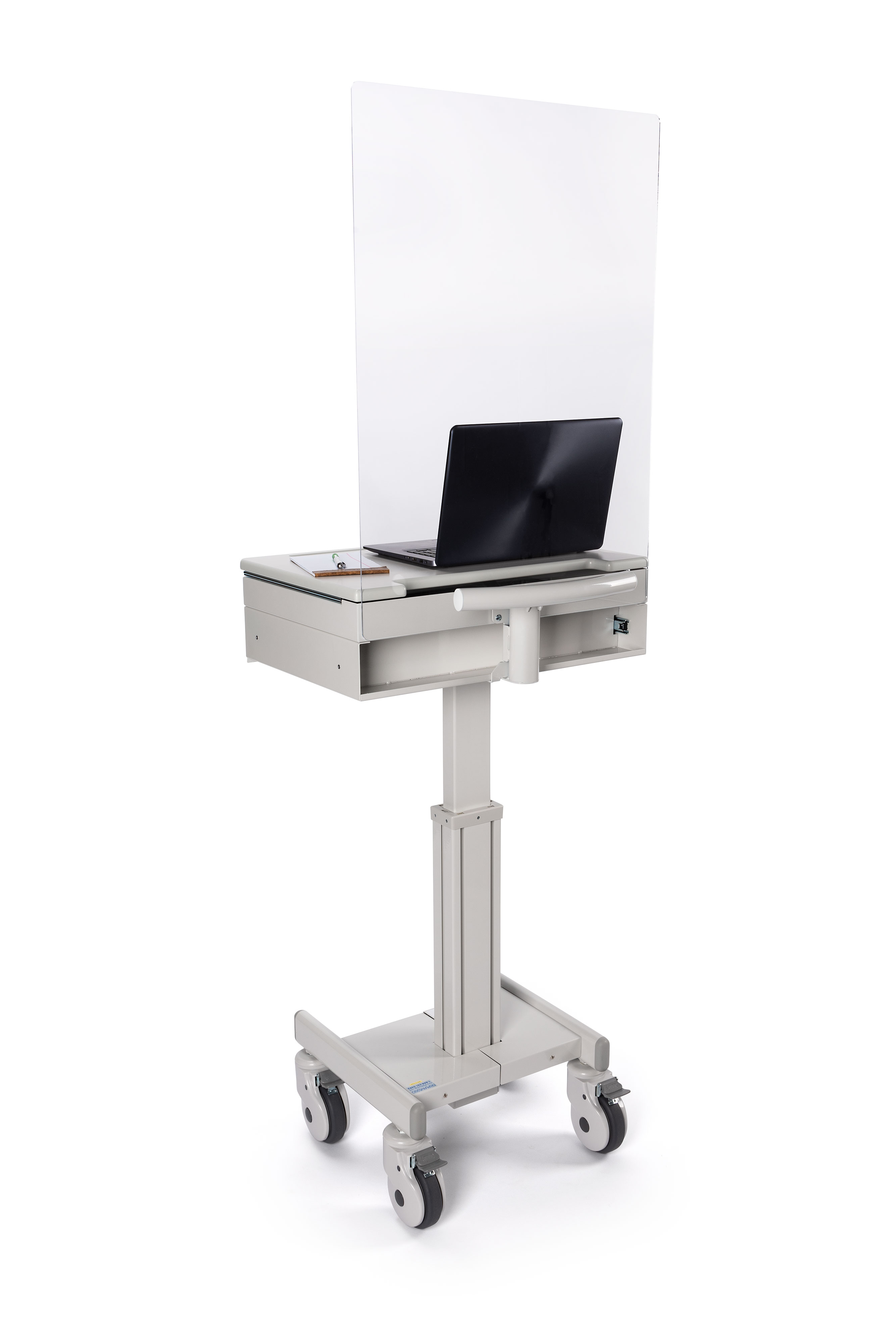 Medical Laptop Cart with Acrylic Sneeze Guard | Virus Protective ...