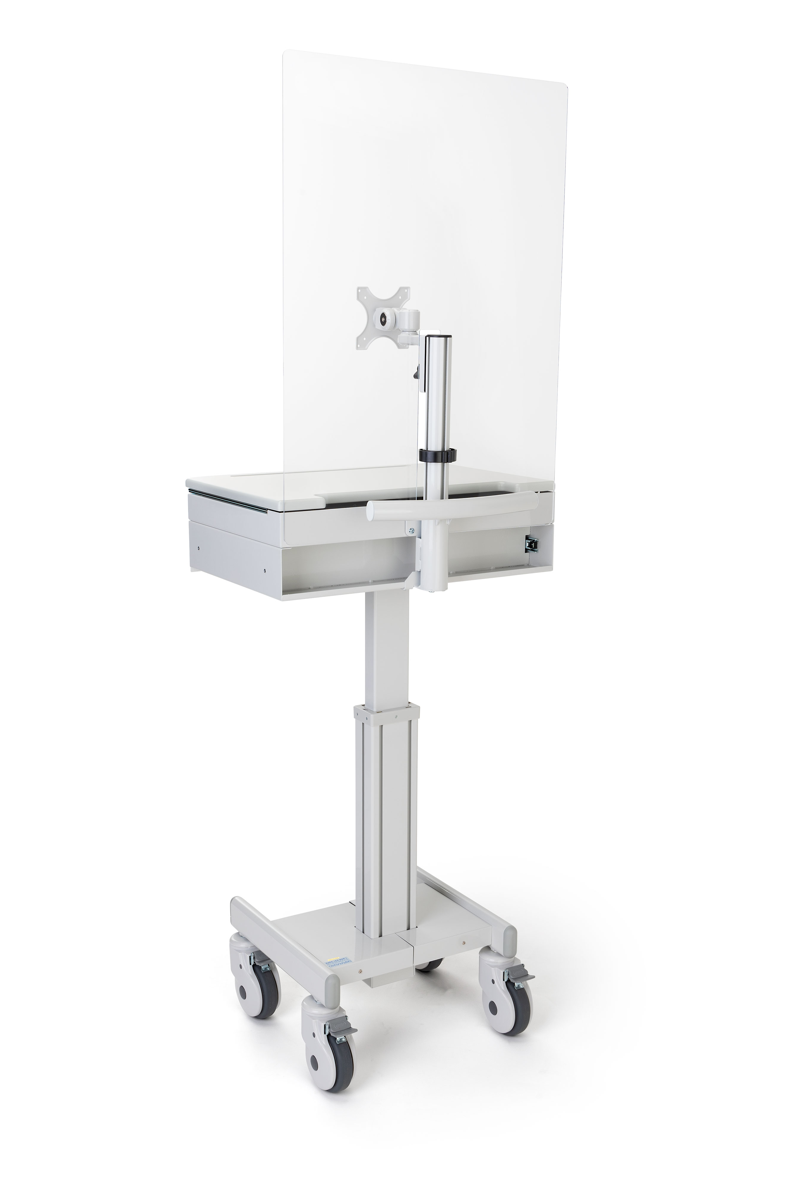 Medical Computer Workstation with Protective Barrier | 4 Wheels ...