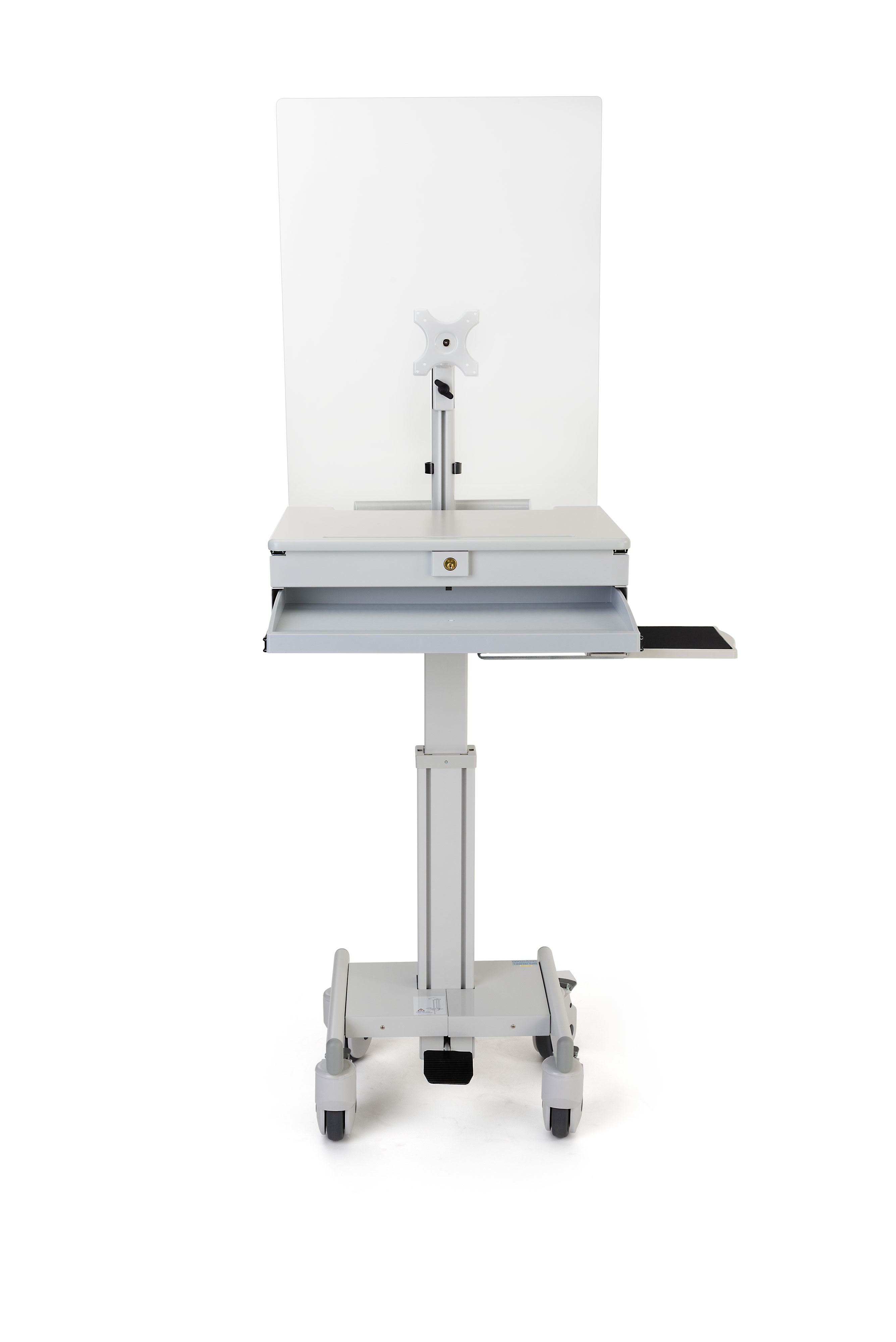 Medical Computer Workstation with Protective Barrier | 4 Wheels ...