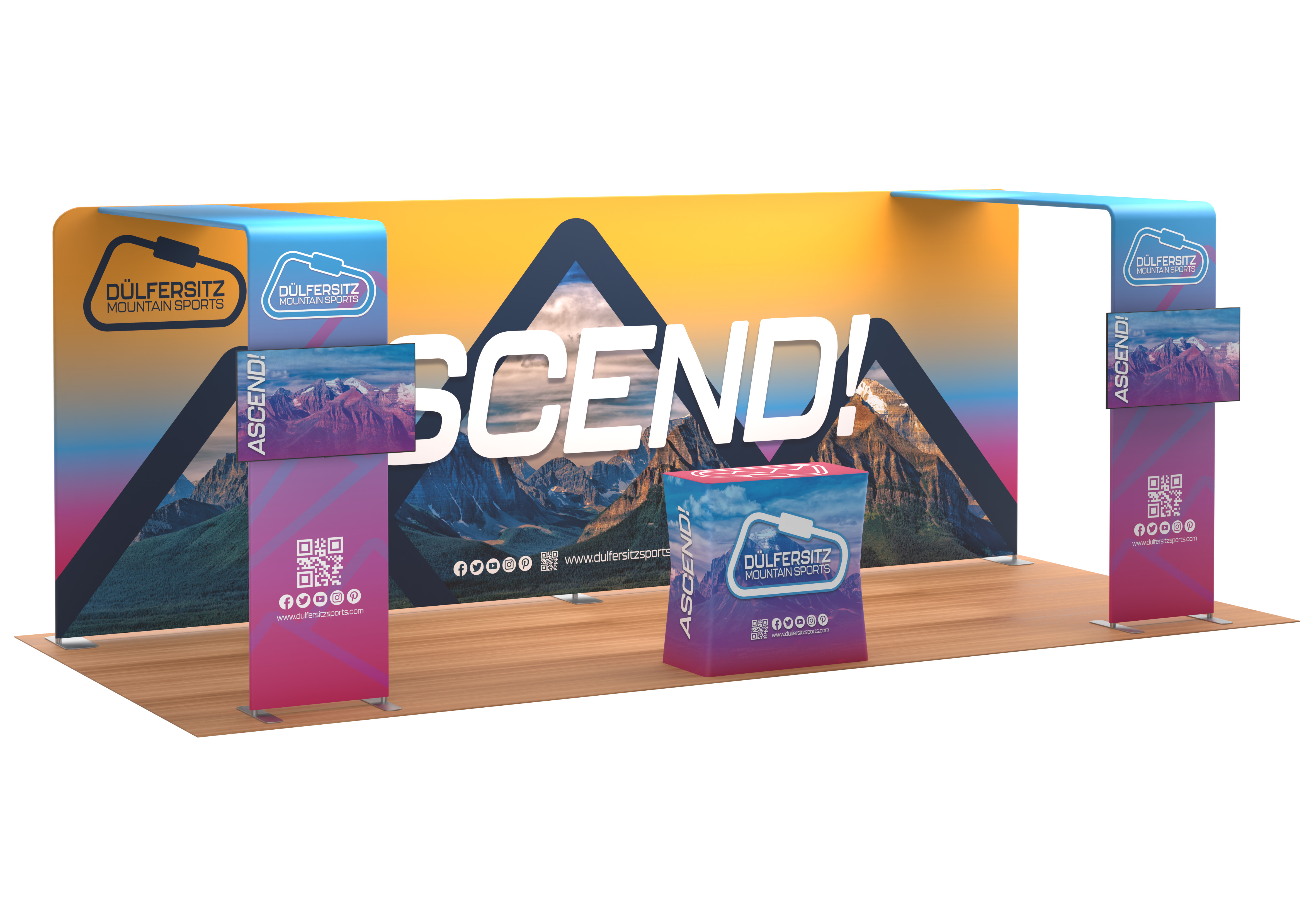 10x20 Pop Up Tradeshow Booth | Dual Monitor Mounts | Displays2Go