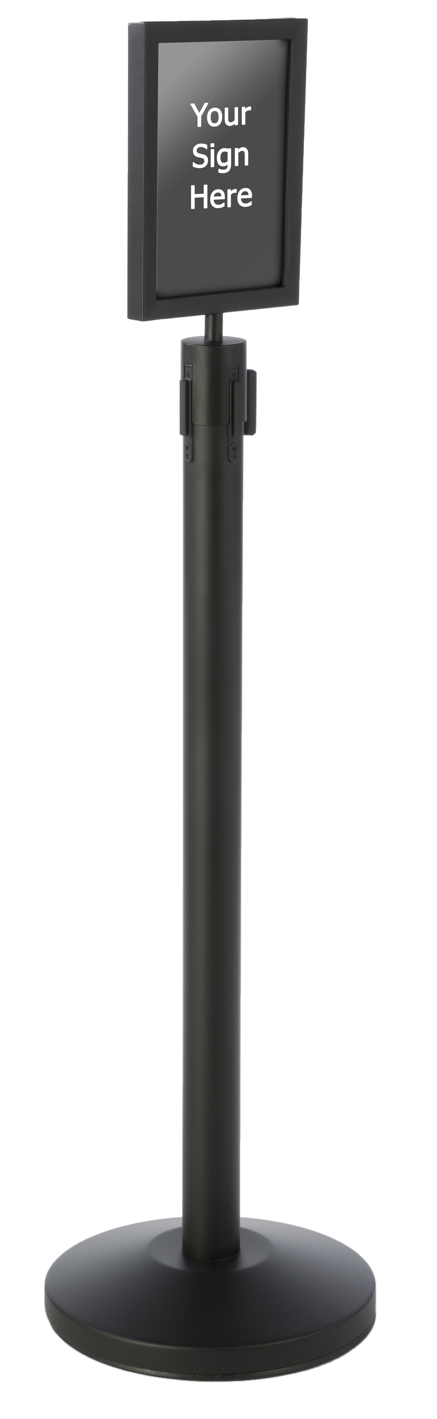 8.5” x 11” Stanchion Sign Holder | QueuePole.Economy Pole Topper ...