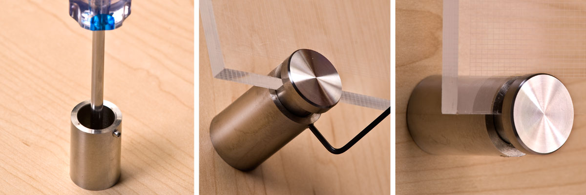 Metal Stand Offs | 1x1.5 Silver Stainless Steel Edge Grip Holders ...